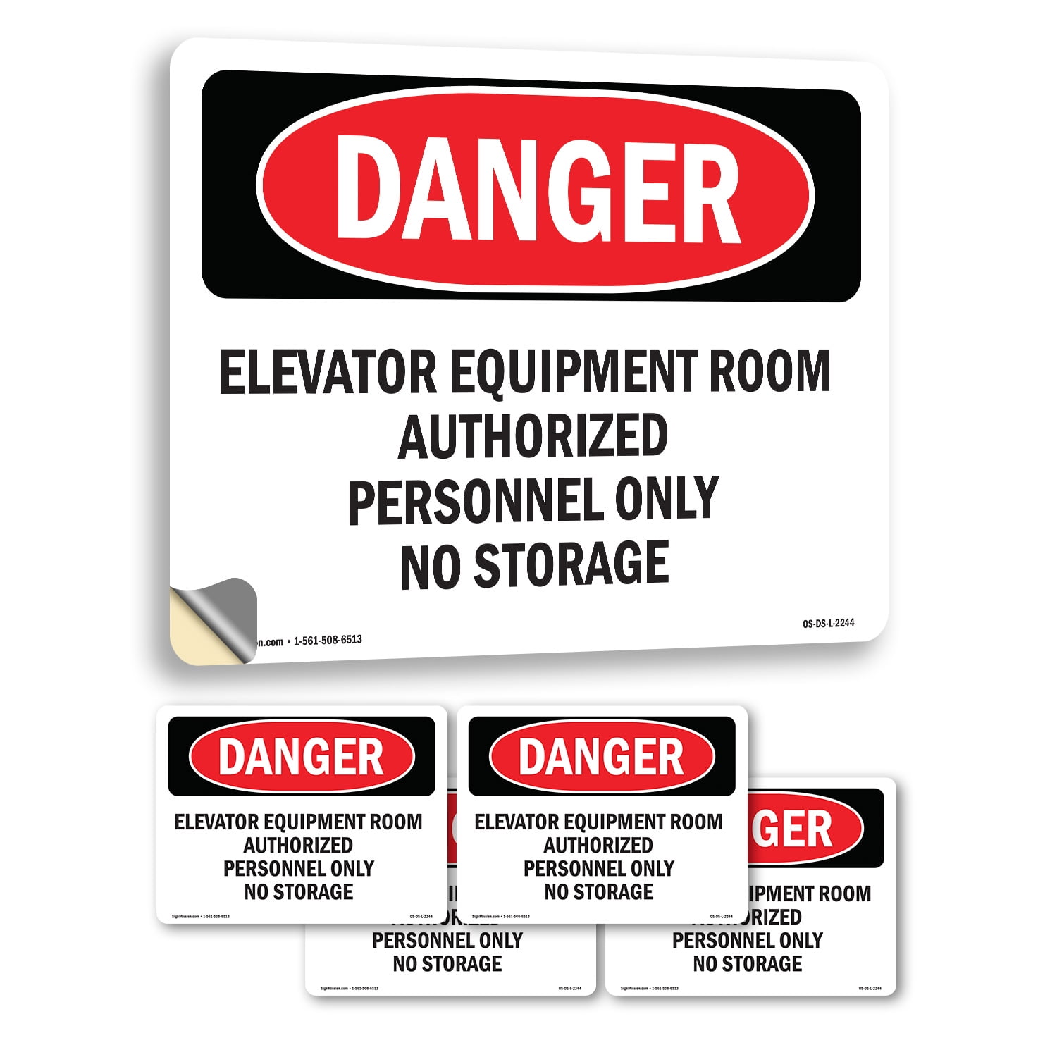 Elevator Equipment Room Authorized Personnel OSHA Danger Vinyl Decal ...