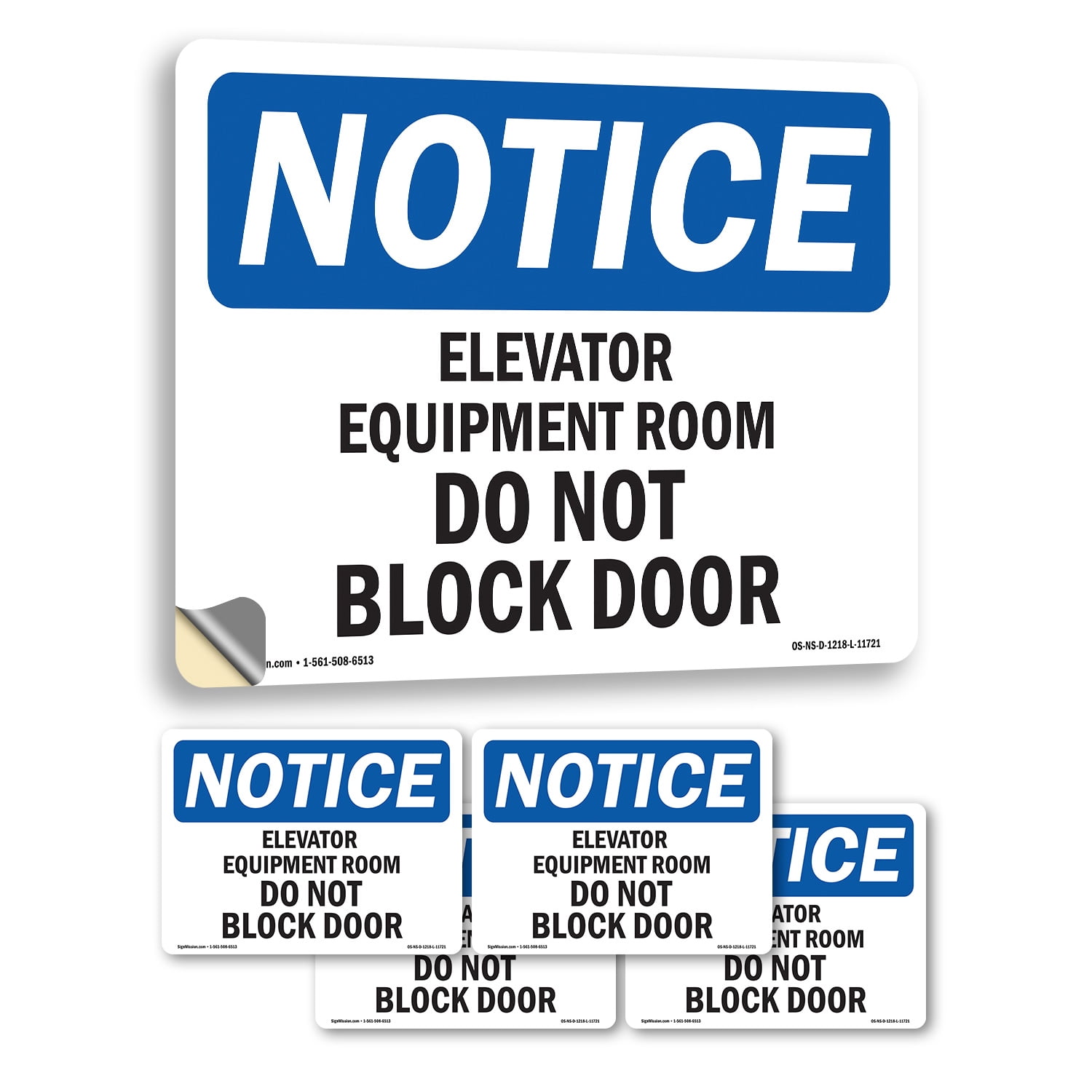 Elevator Equipment Room Do Not Block Door OSHA Notice Vinyl Decal Label ...