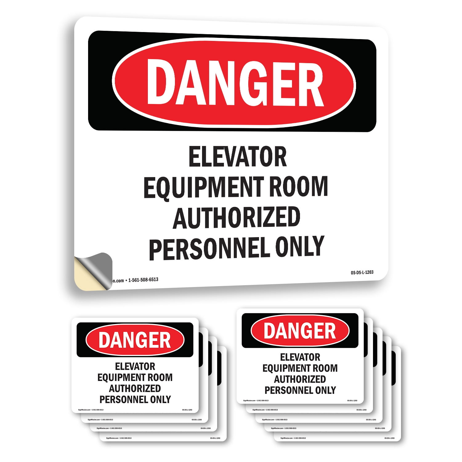 Elevator Equipment Room OSHA Danger Vinyl Decal Label 14 Inch x 10 Inch ...