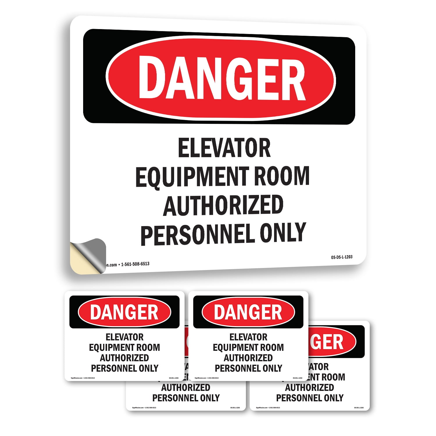 Elevator Equipment Room OSHA Danger Vinyl Decal Label 24 Inch x 18 Inch ...