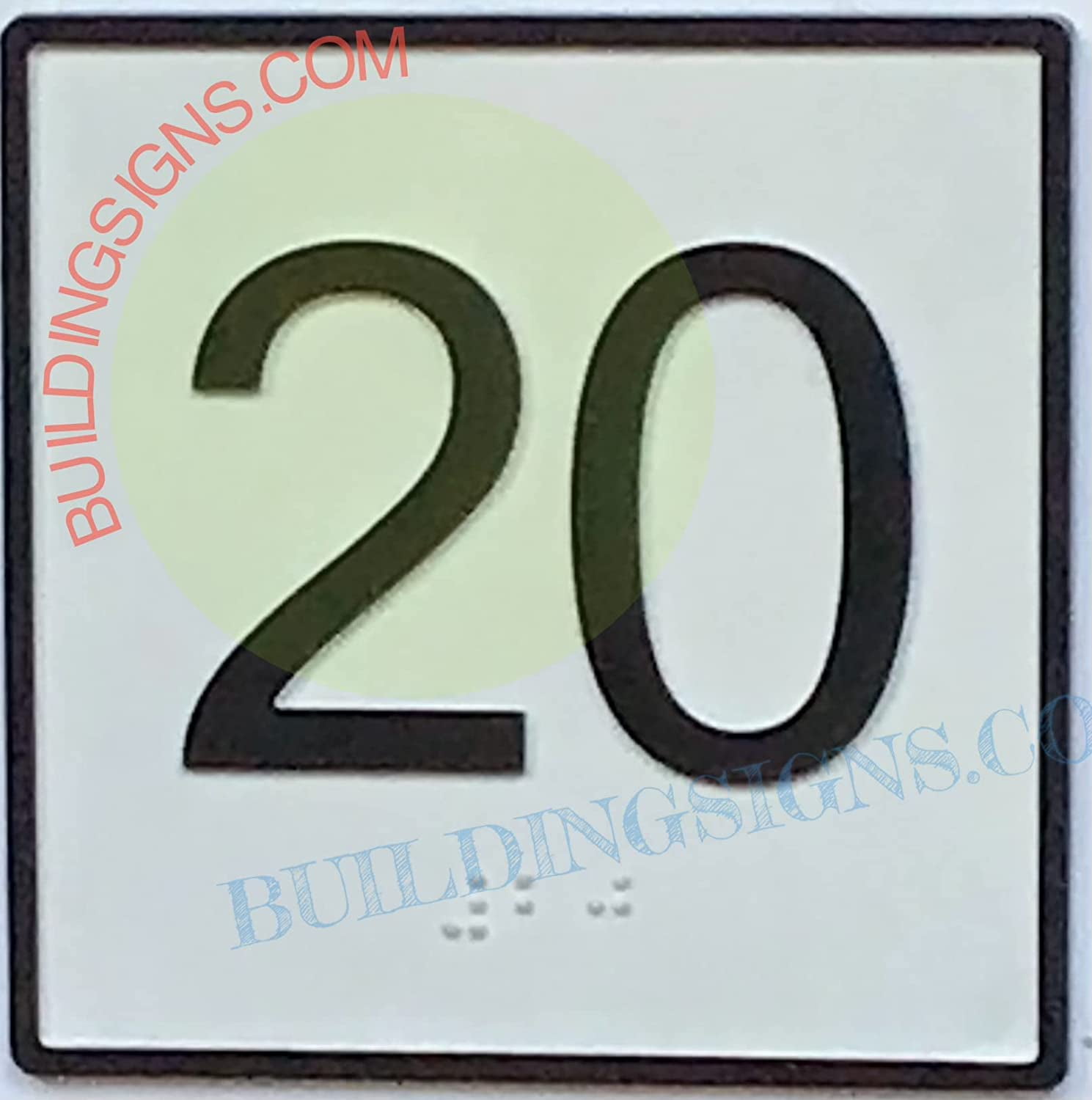 Elevator Floor Number 20 Sign- Elevator JAMB Plate Floor 20 Sign (White ...