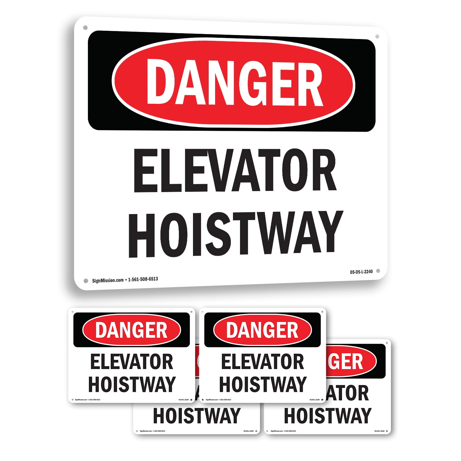 Elevator Hoistway OSHA Danger Rigid Plastic Sign 18 Inch x 12 Inch - 5 ...