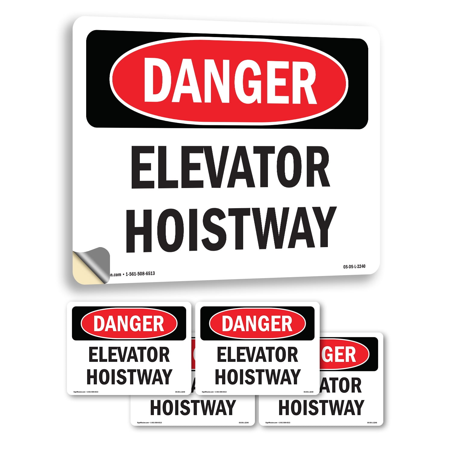 Elevator Hoistway OSHA Danger Vinyl Decal Label 18 Inch x 12 Inch - 5 ...