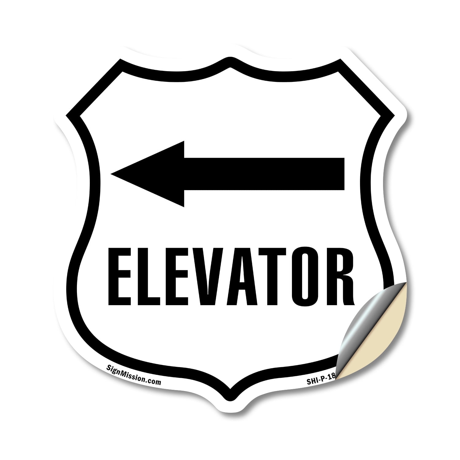 Elevator Left (2 Pack) 4 inch X 4 inch Shield Shaped Heavy Duty 3.2 mil ...