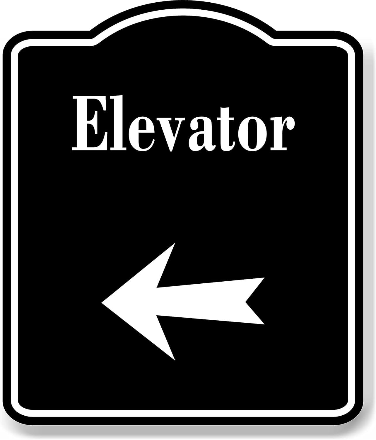 Elevator_Left_Arrow_BLACK Aluminum Composite Sign, 20"x24" - Walmart.com