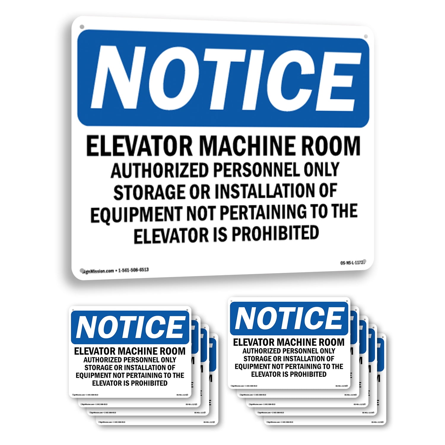 Elevator Machine Room Authorized Personnel OSHA Notice Rigid Plastic ...