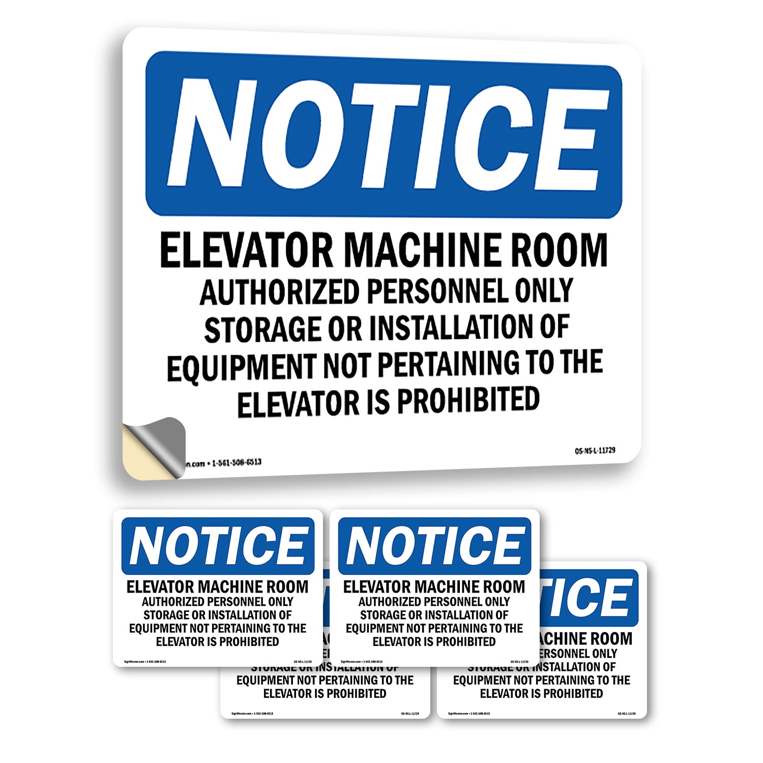 Elevator Machine Room Authorized Personnel OSHA Notice Vinyl Decal ...