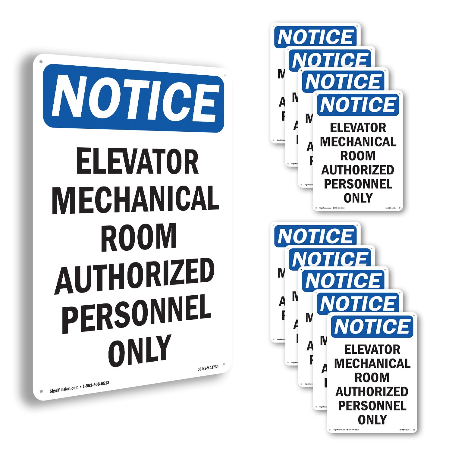 Elevator Mechanical Room Authorized OSHA Notice Rigid Plastic Sign 10 ...