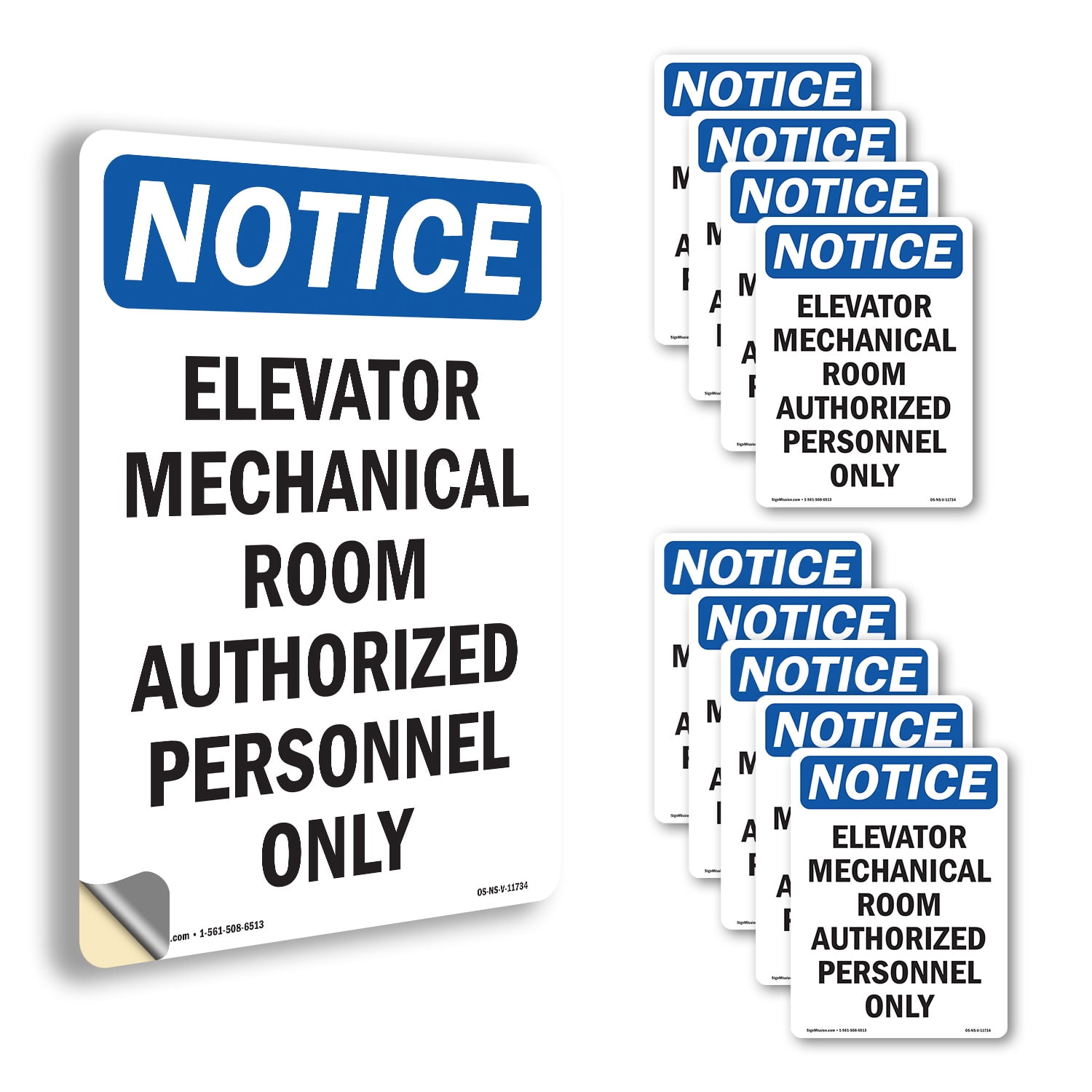 Elevator Mechanical Room Authorized OSHA Notice Vinyl Decal Label 24 ...