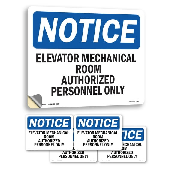 Elevator Mechanical Room Authorized Personnel Only OSHA Notice Vinyl ...