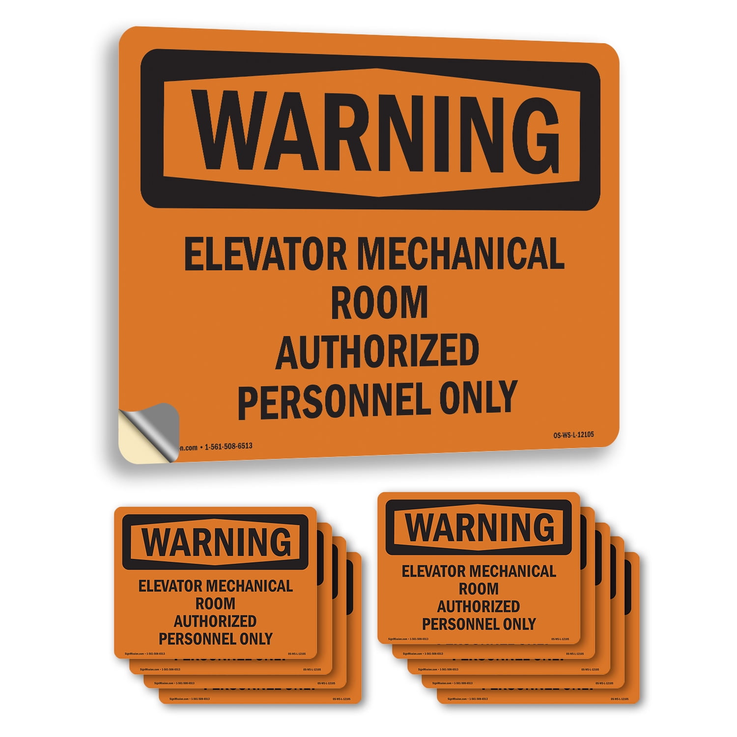 Elevator Mechanical Room Authorized Personnel Only OSHA WARNING Vinyl ...