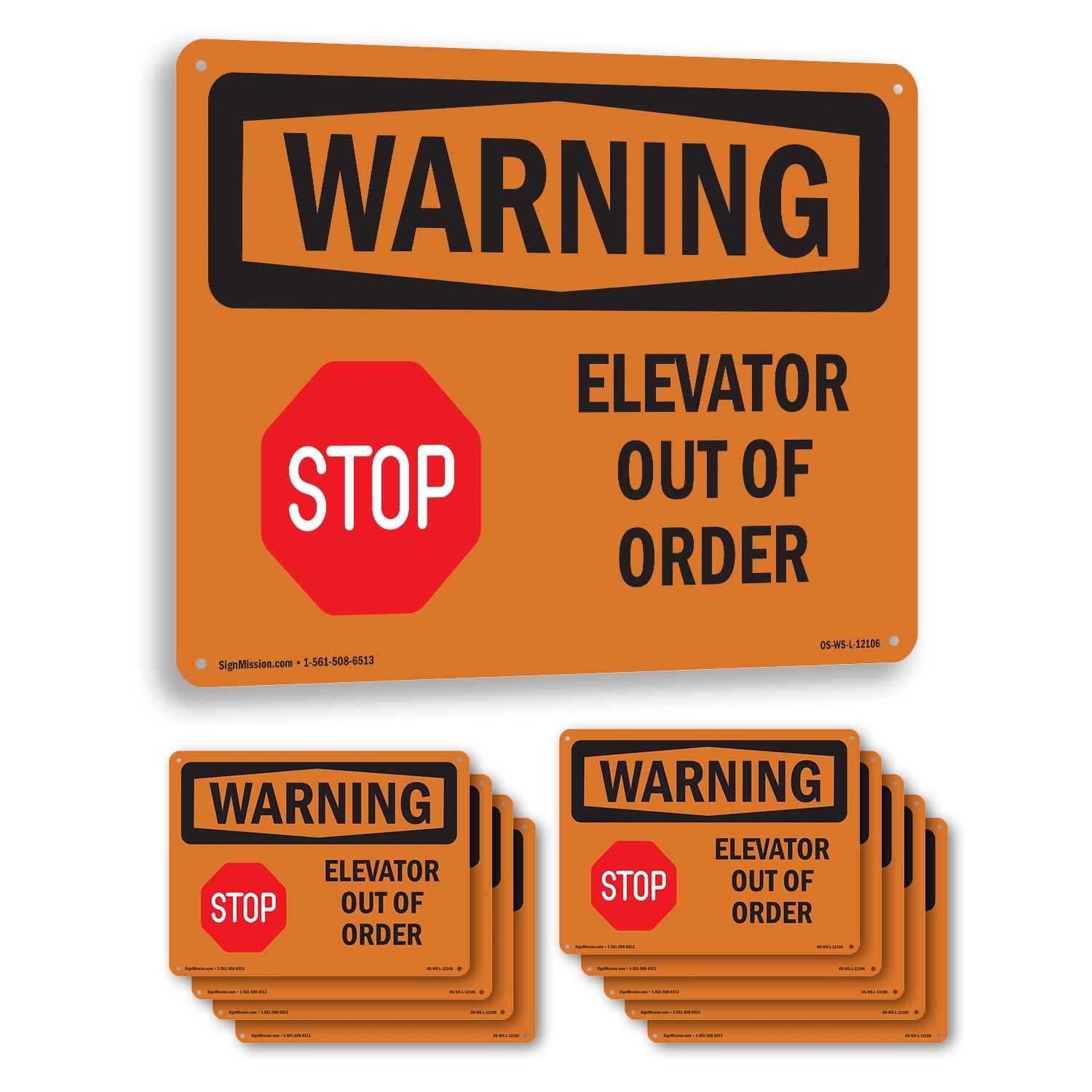 Elevator Out Of Order With Symbol OSHA WARNING Rigid Plastic Sign 18 ...