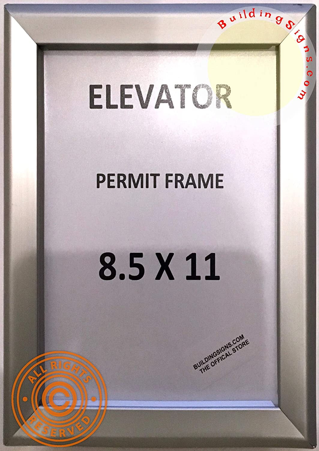 Elevator Permit Frame 8.5x11 (Silver, Heavy Duty - Aluminum) (ref-2201 ...