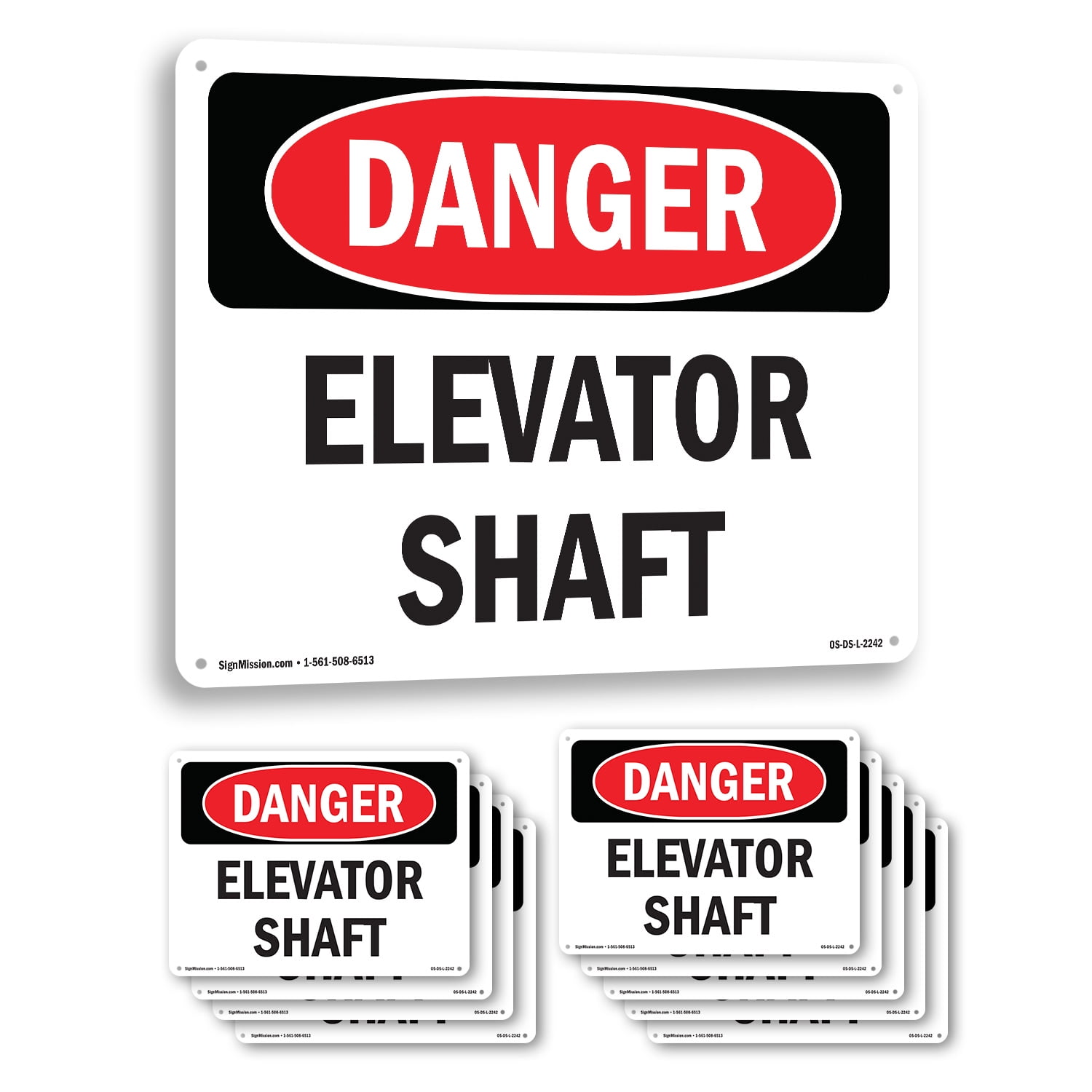 Elevator Shaft OSHA Danger Aluminum Sign 24 Inch x 18 Inch - 10 Pack ...