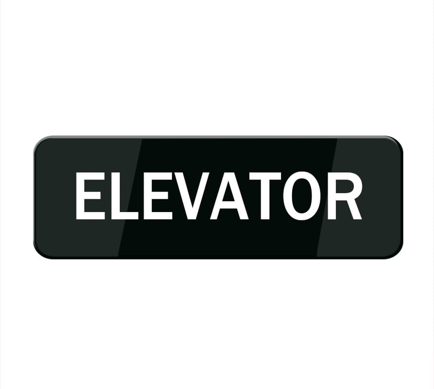 Elevator Sign, Signage White/Black Plastic Acrylic, 10" X 3' With ...
