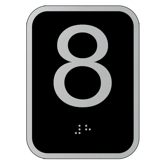 Elevator floor number 8 sign- Elevator Jamb Plate 8 ( 3x4, cast Iron ...
