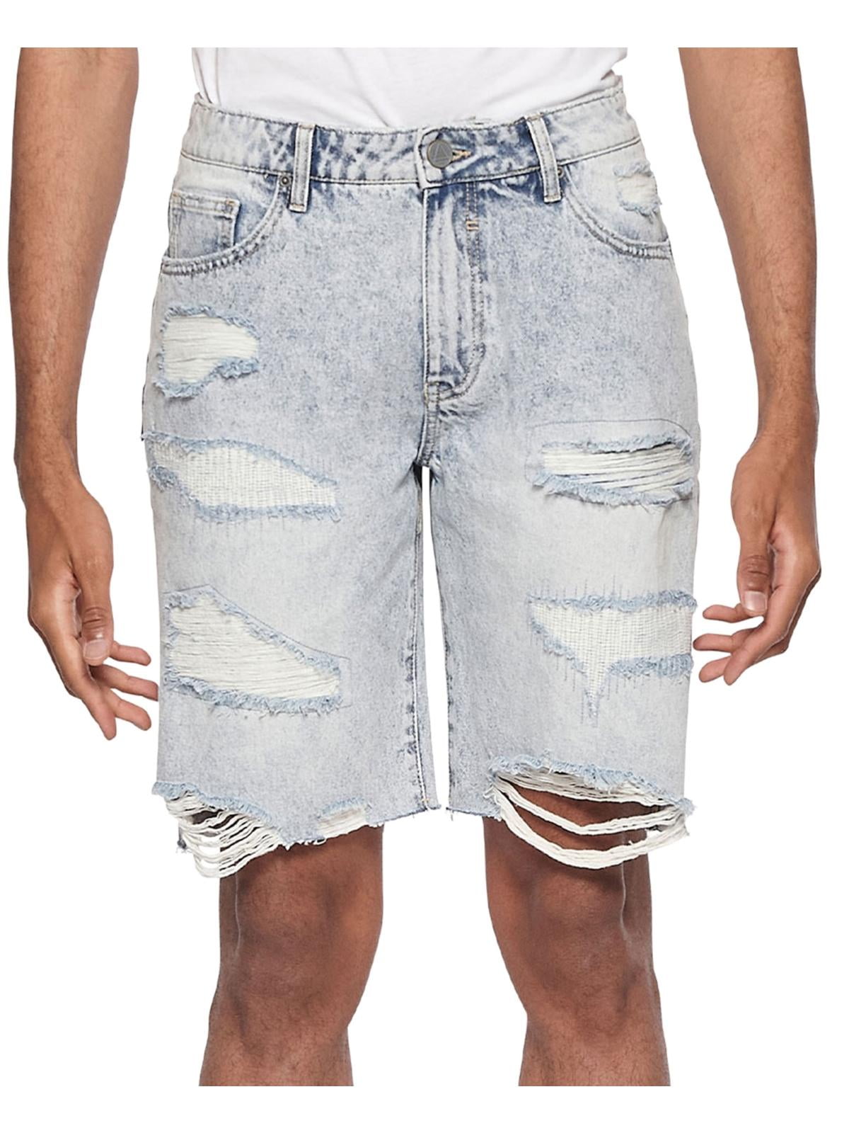 Eleven Paris Mens Denim Destroyed Cutoff Shorts - Walmart.com