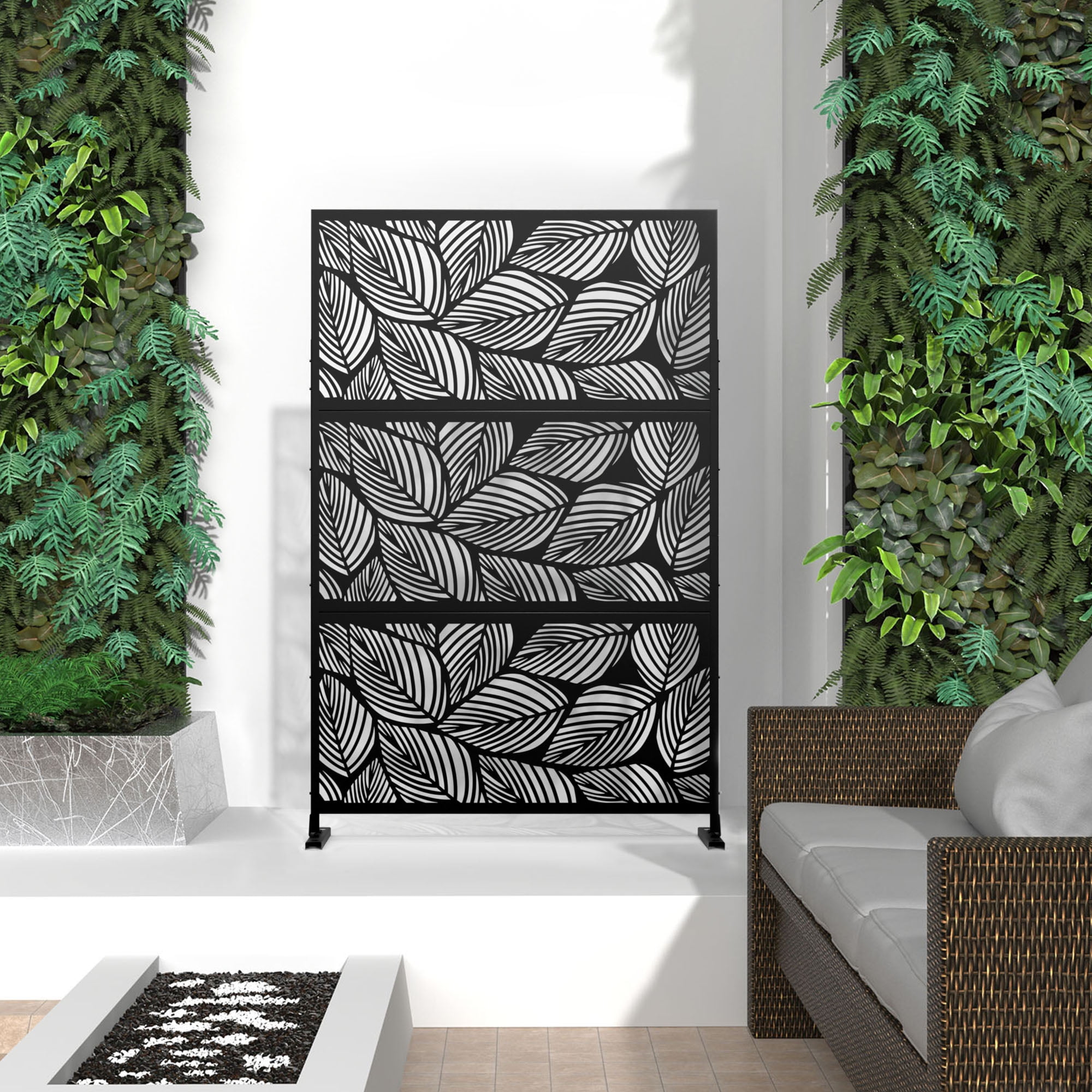 Elevens Decorative Privacy Screen Outdoor Divider with Stand Metal ...
