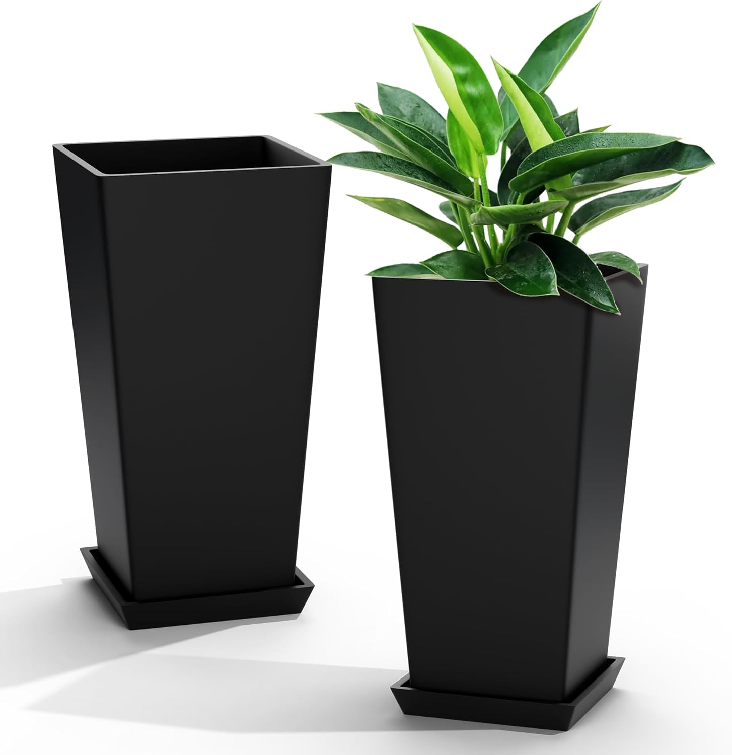 Elevens Set of 2 Tall Outdoor Planters 20 Inch, Large Planters for ...