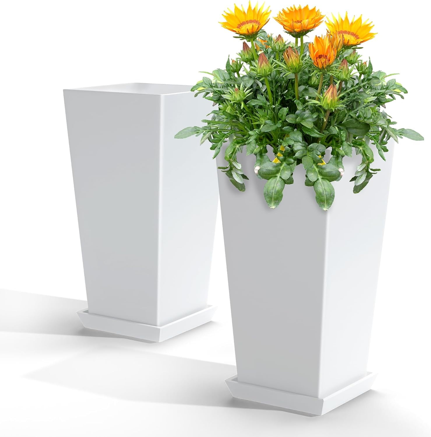 Elevens Tall Planters 20 Inch Tapered Square Planters Garden Flower ...