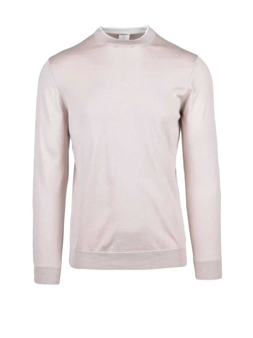 Eleventy Beige White Men Cotton Crew Neck Sweater (Men's) - Walmart.com