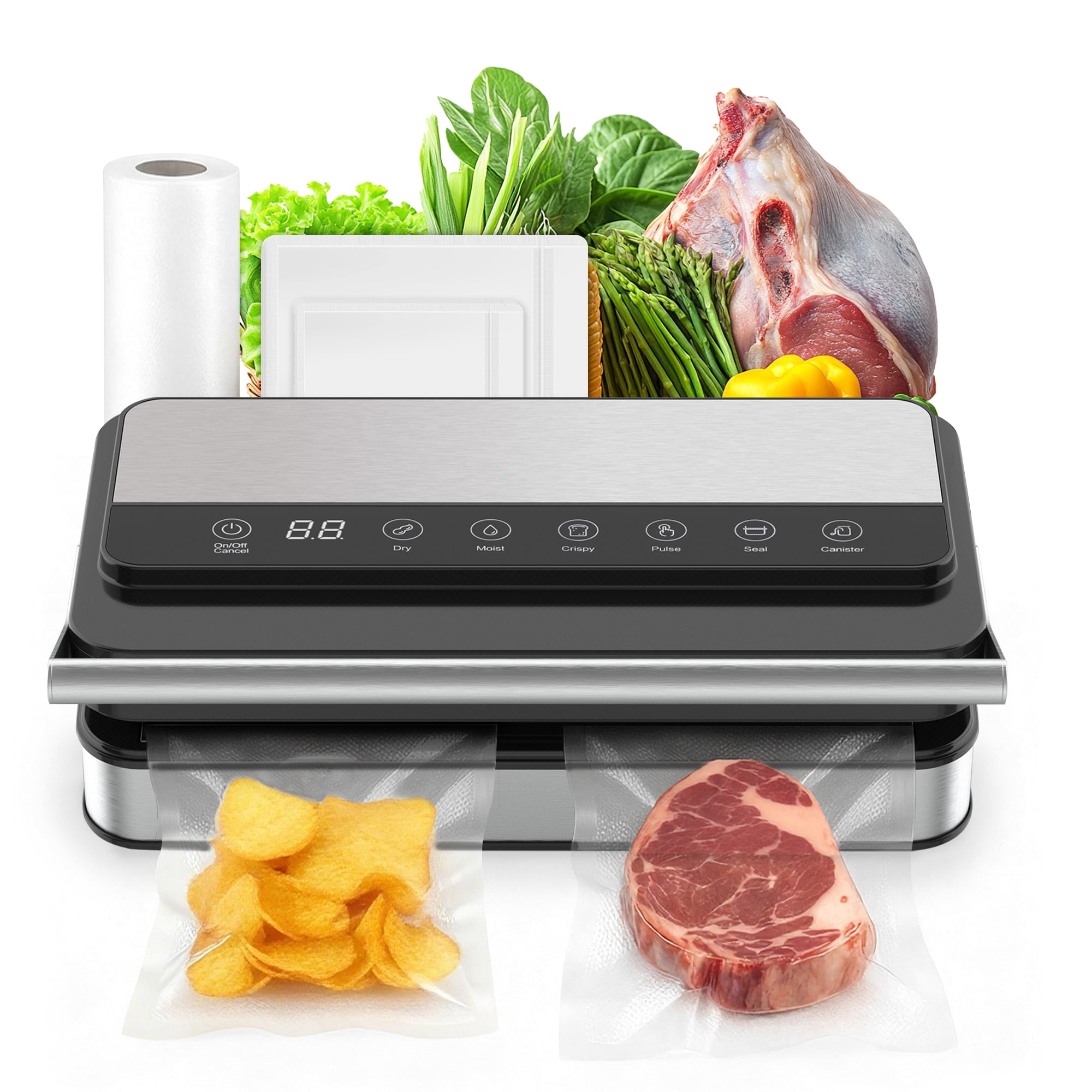 Elevon 10-in-1 Automatic Vacuum Sealer, 200W Food Saver with Built-in ...