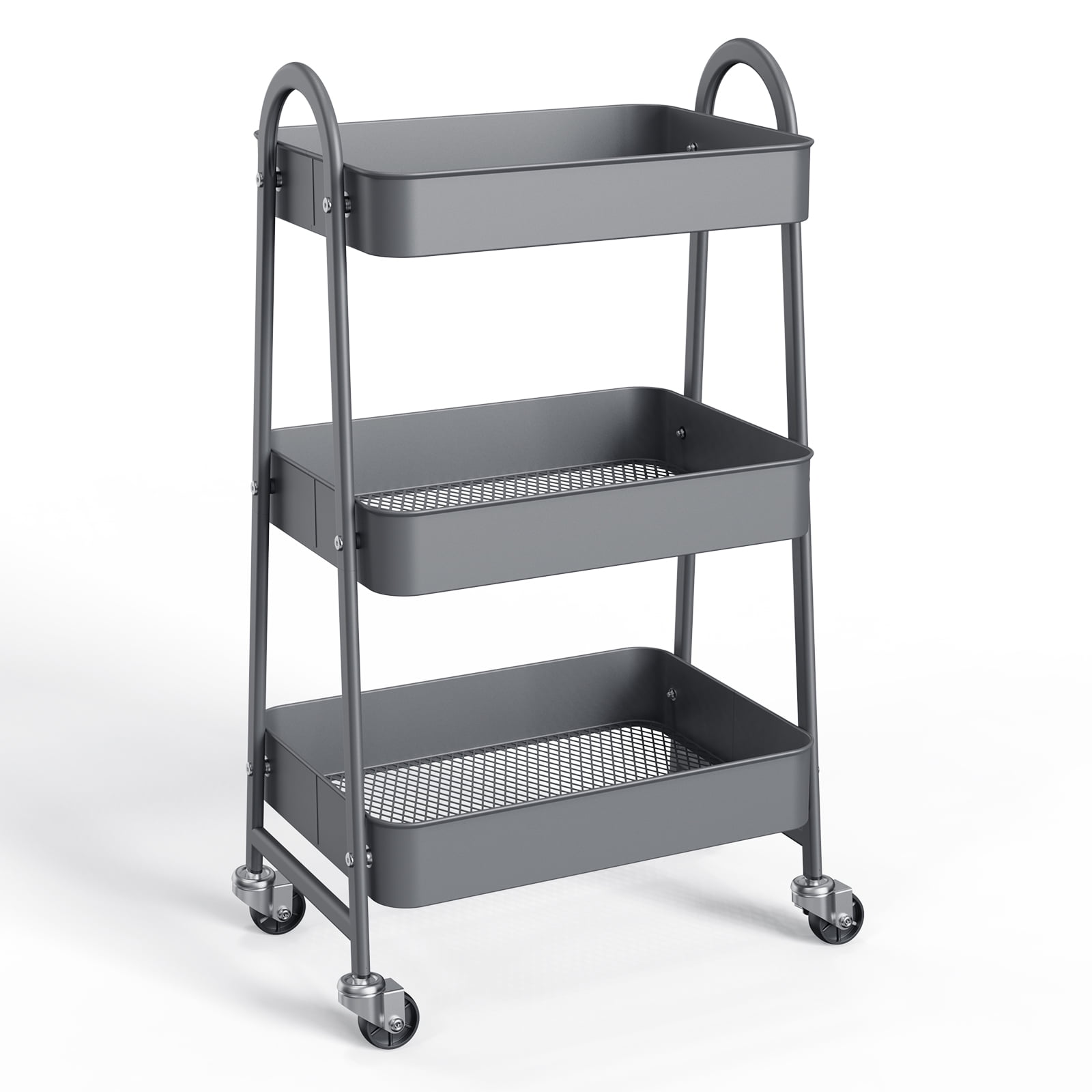 Elevon 3 Tier Small Rolling Cart, Metal Utility Storage Organizer ...