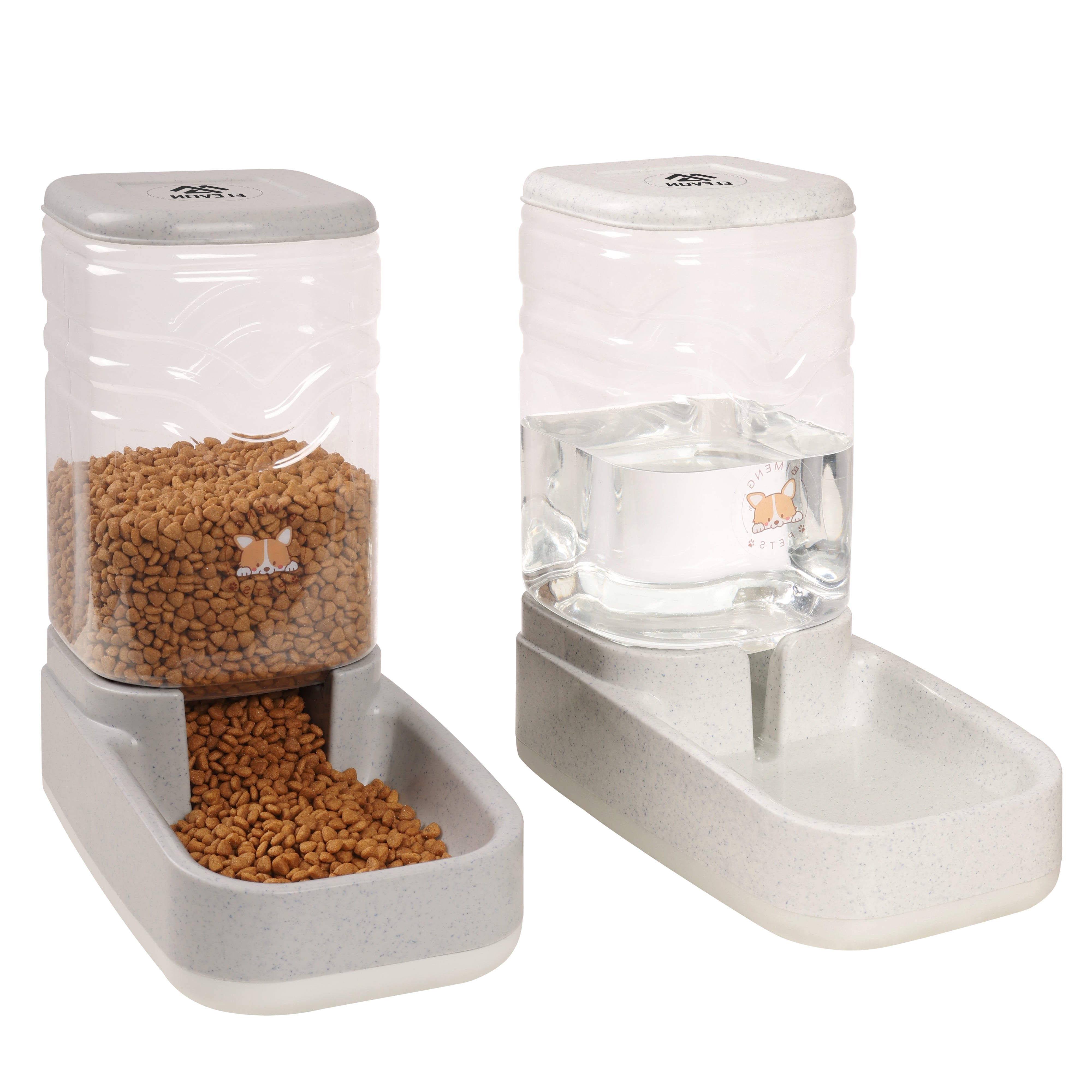 Elevon Automatic Pet Feeder and Water Dispenser Set, Dog Cat Gravity ...