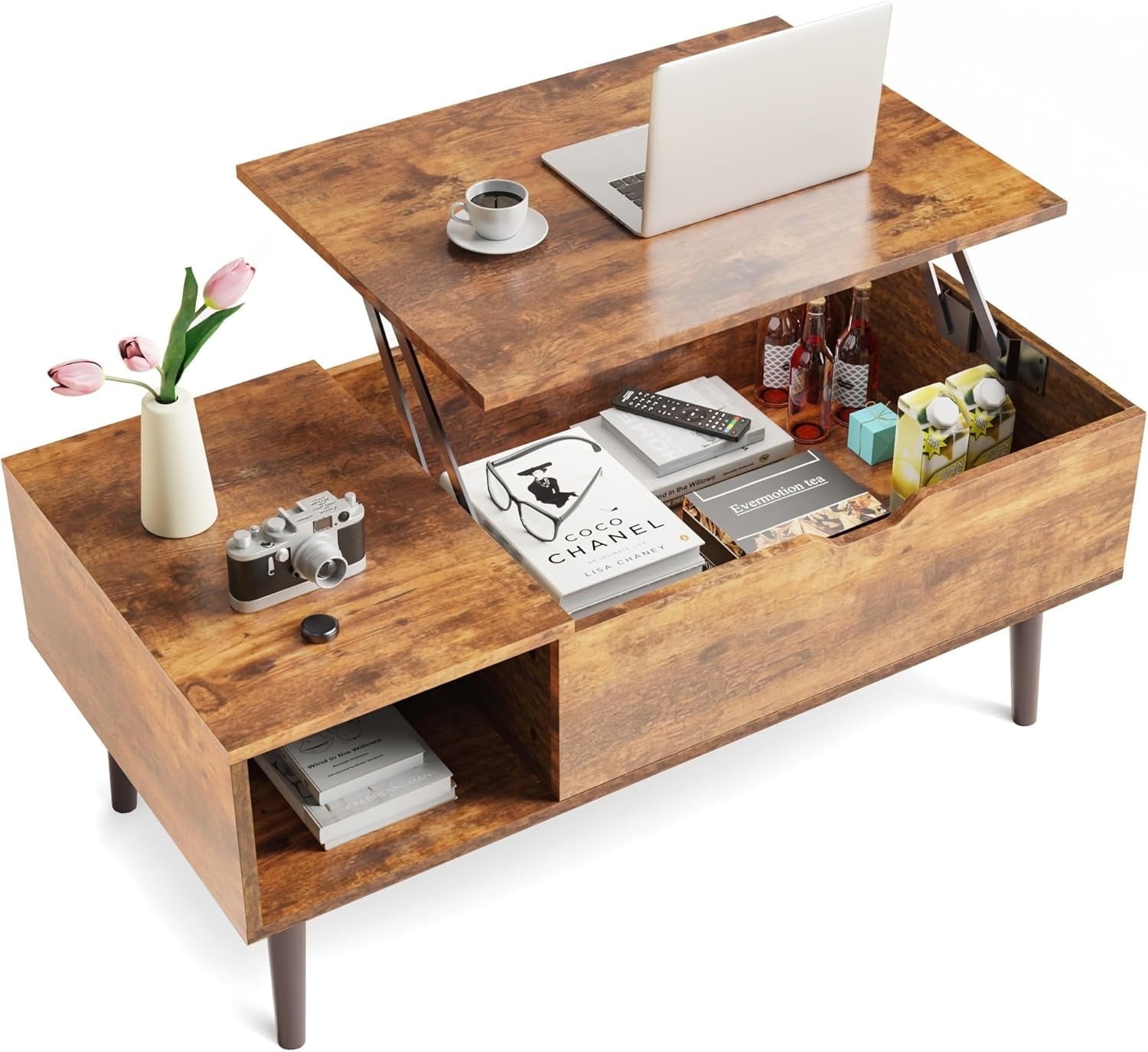 Elevon Coffee Table Rustic Brown, Lift Top Coffee Tables for Living ...