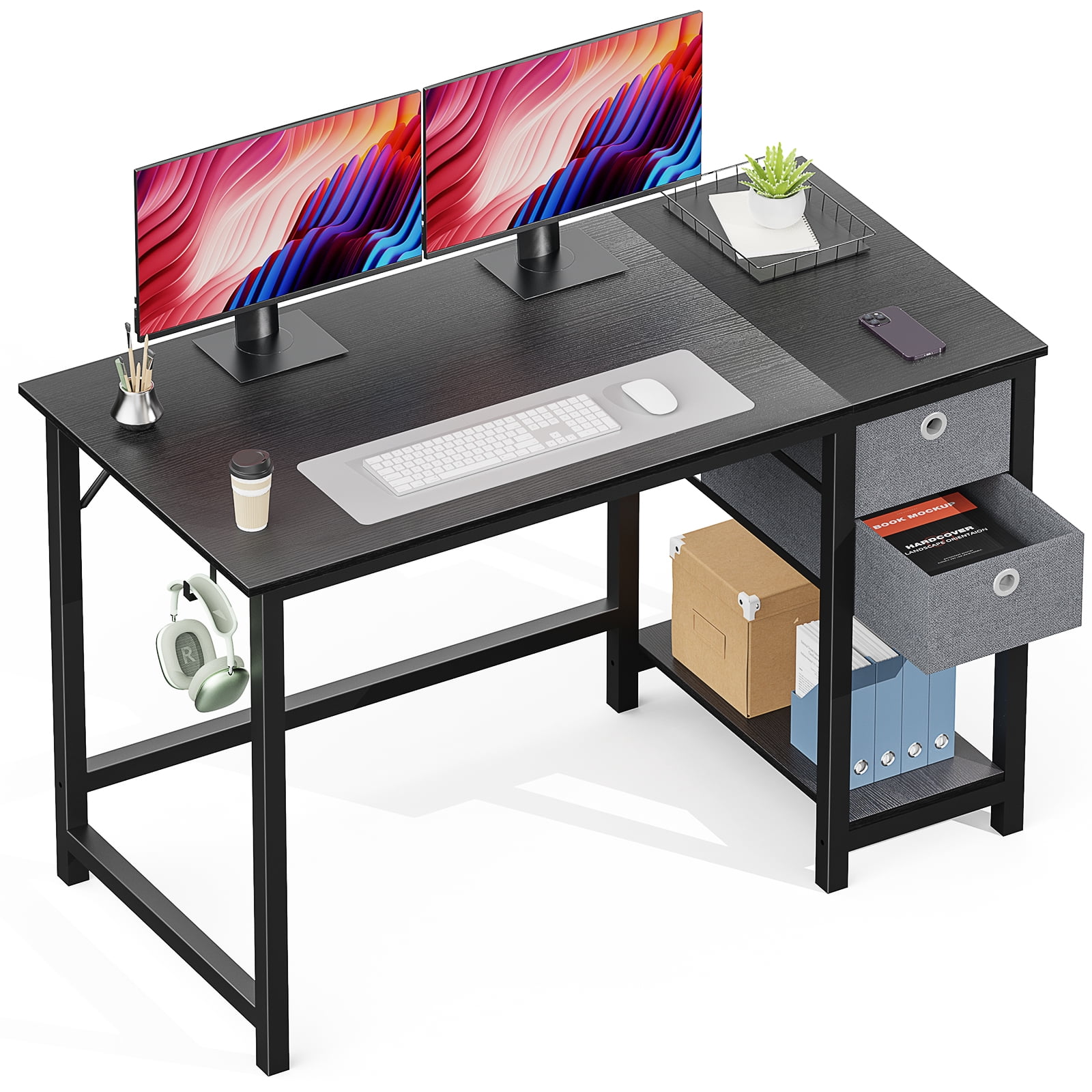 Elevon Computer Desk with Drawers 48 Inch Office Writing Work Kids ...