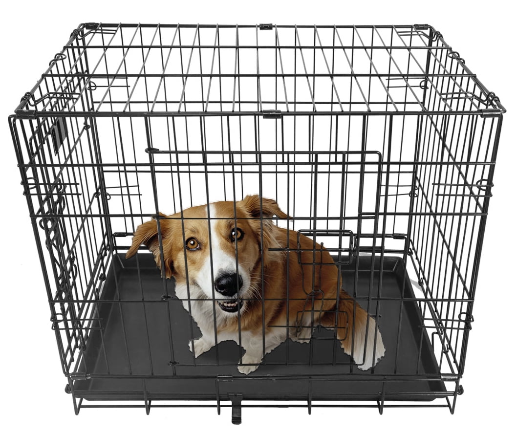 Elevon Heavy Duty Foldable Double Door Dog Crate with Leak-Proof Tray ...