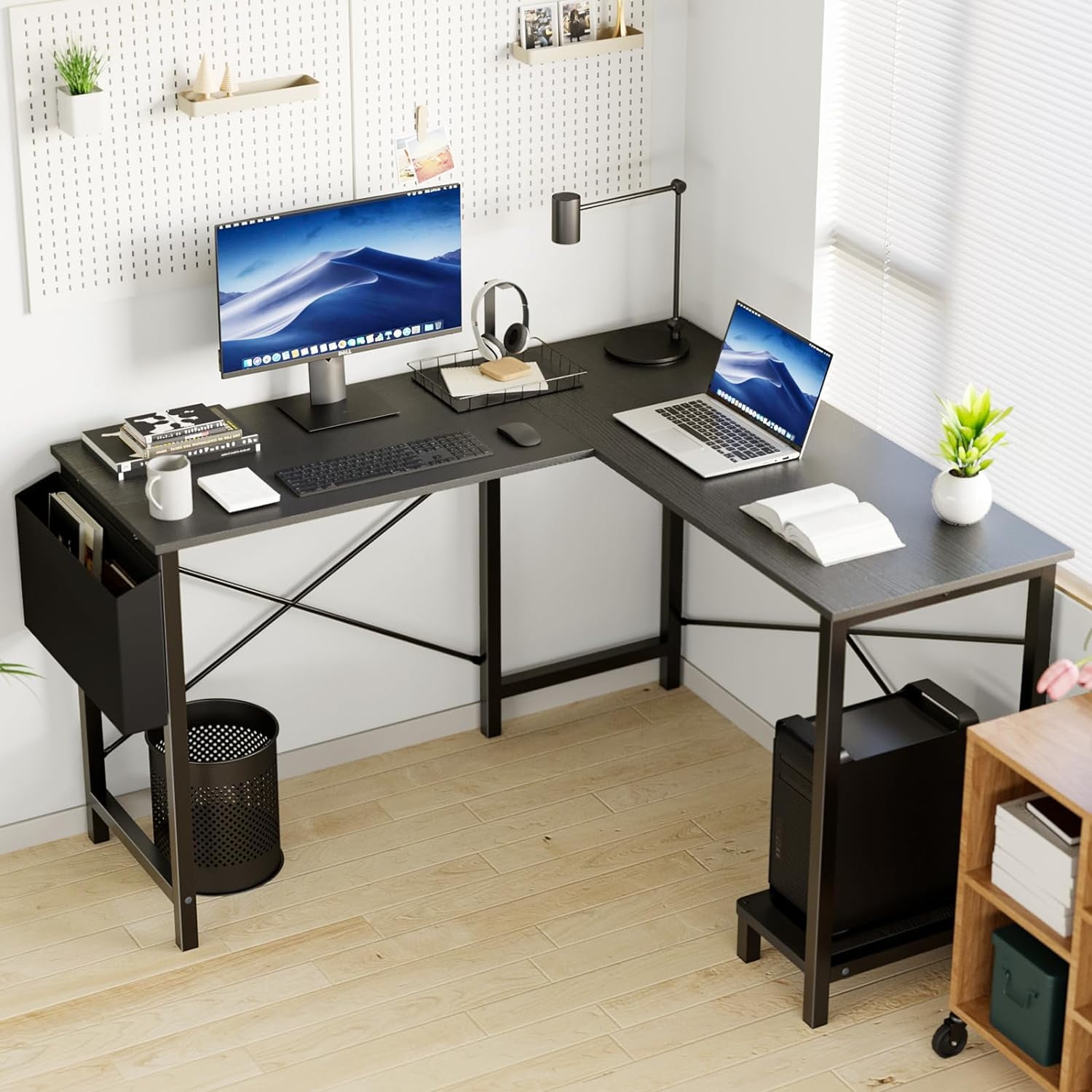 L Shaped Desk Gaming Computer 50 Inch Reversible Corner Table PC Work ...