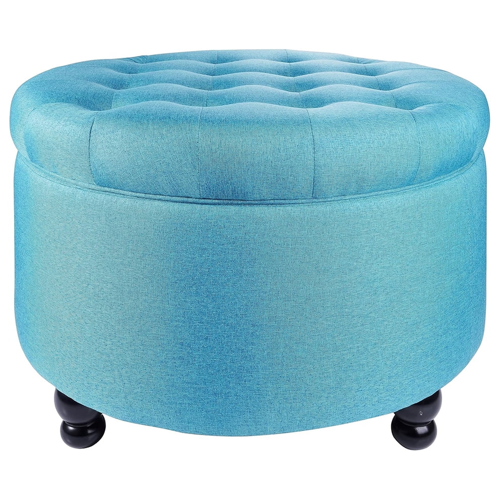 Elevon Large Round Storage Ottoman with Hidden Compartment, Upholstered ...
