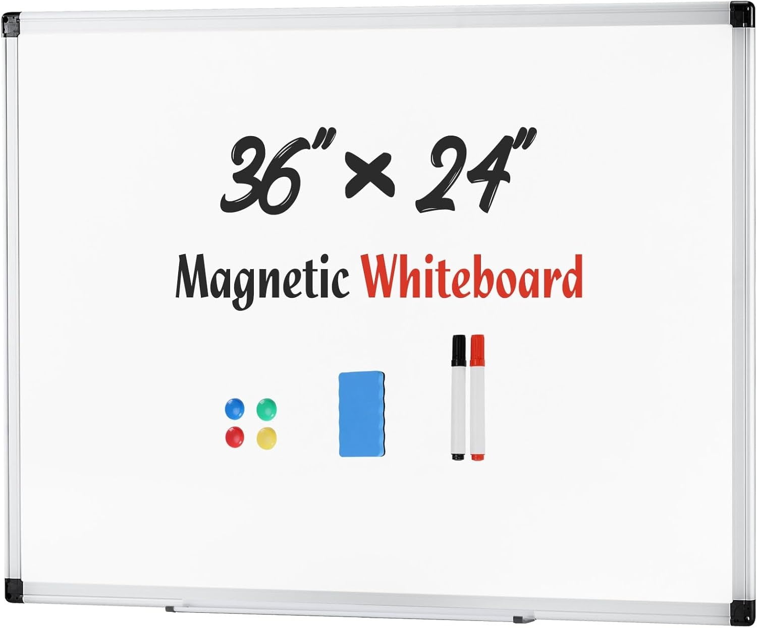 Elevon Magnetic Dry Erase Whiteboard, 36 X 24 Inches White Board Silver ...