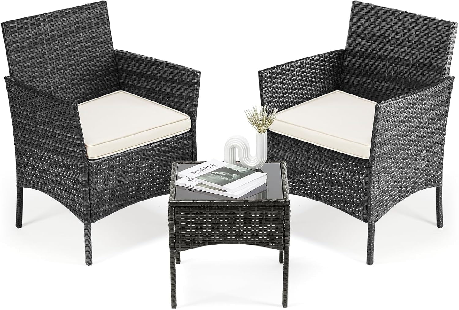 Elevon Patio Furniture Set 3 Pieces, Outdoor Wicker Furniture with ...