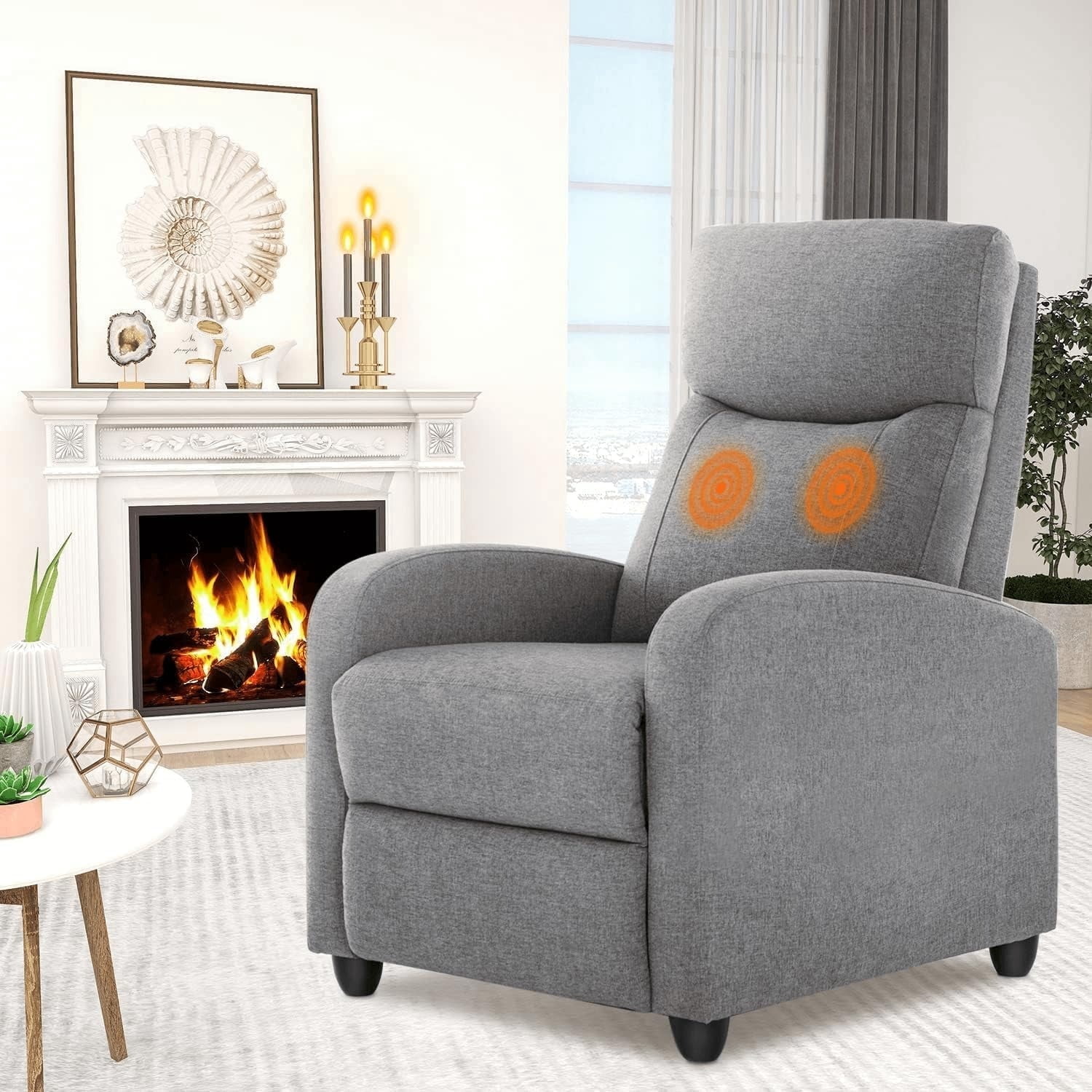 Elevon Recliner Chair for Adults, Massage PU Leather Small Recliner ...
