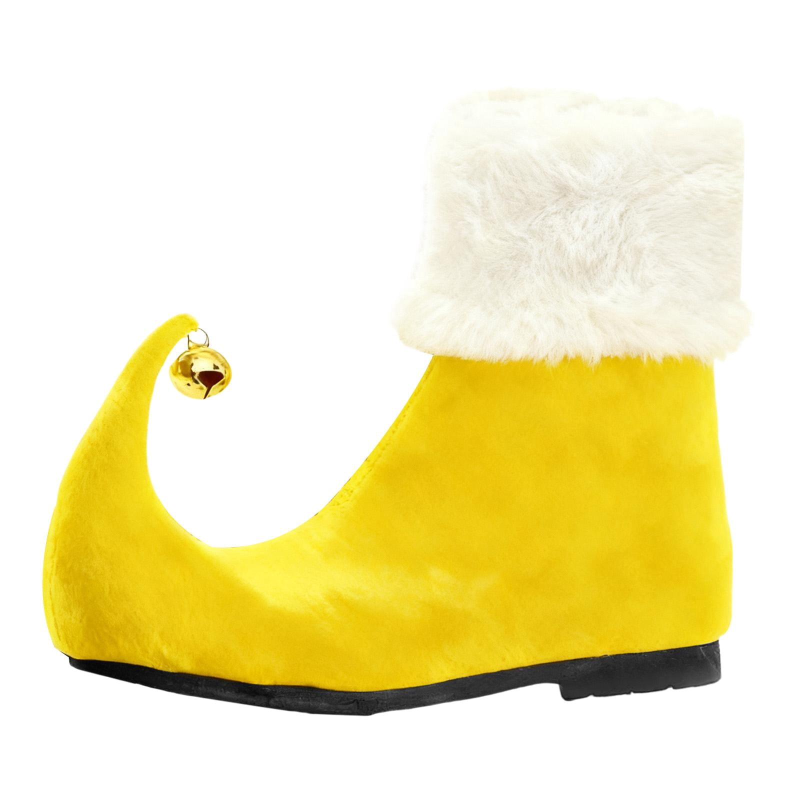 Elf Boots Shoes Jingle Bells Velvet PU Leather Design for Adults ...