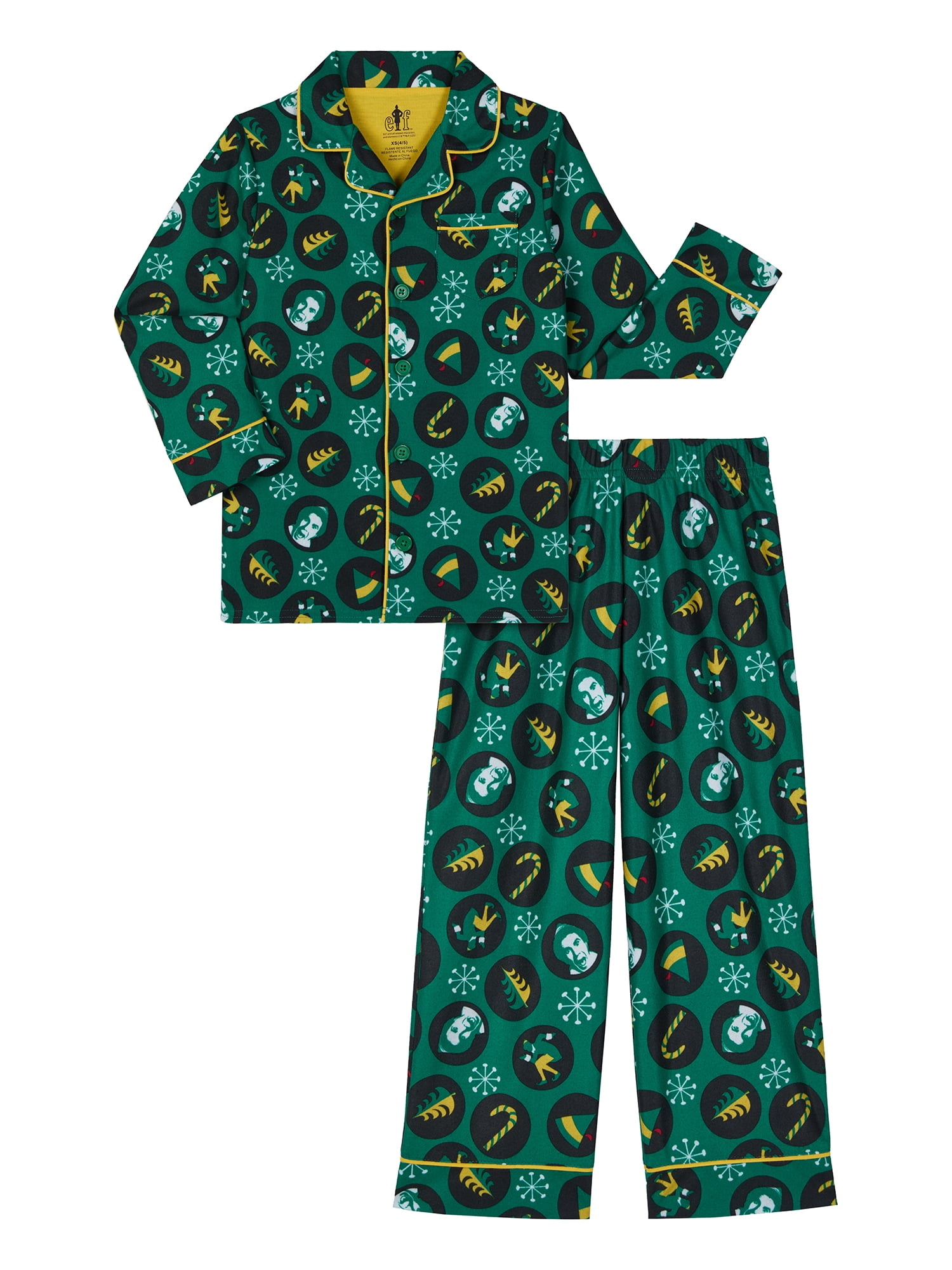 Elf Christmas Boys Notch Collar Top and Sleep Pants Pajama Set, 2-Piece ...