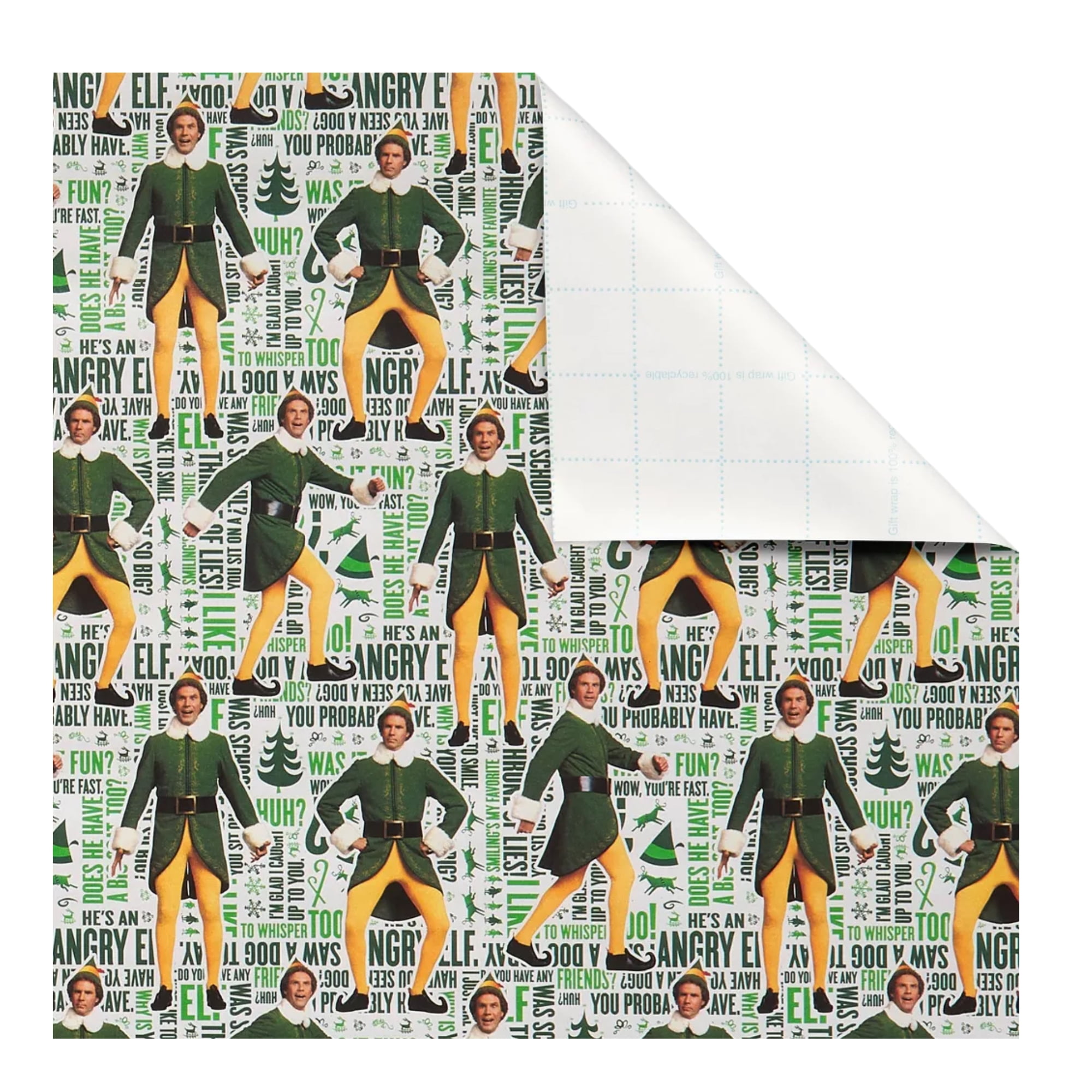 Elf Buddy Wrapping Paper, Tear Resistant Premium Gift Cover Kids Boys ...