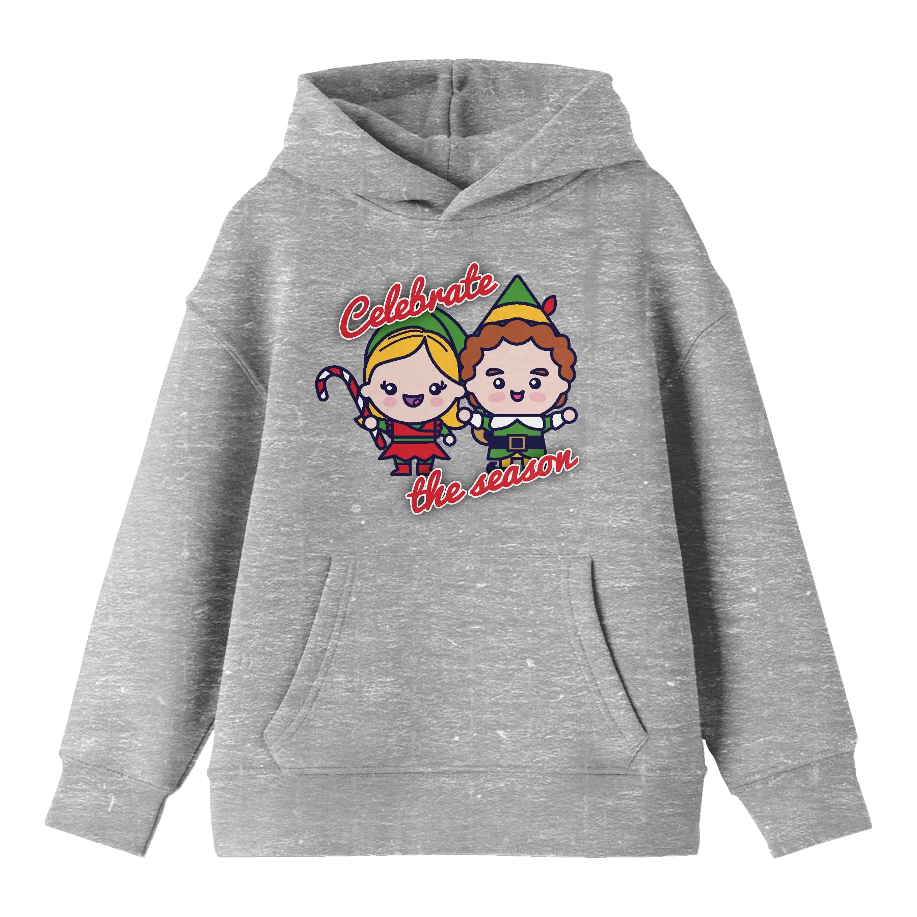 Elf Chibi Elves Celebrate the Season Youth Heather Gray Graphic Hoodie ...