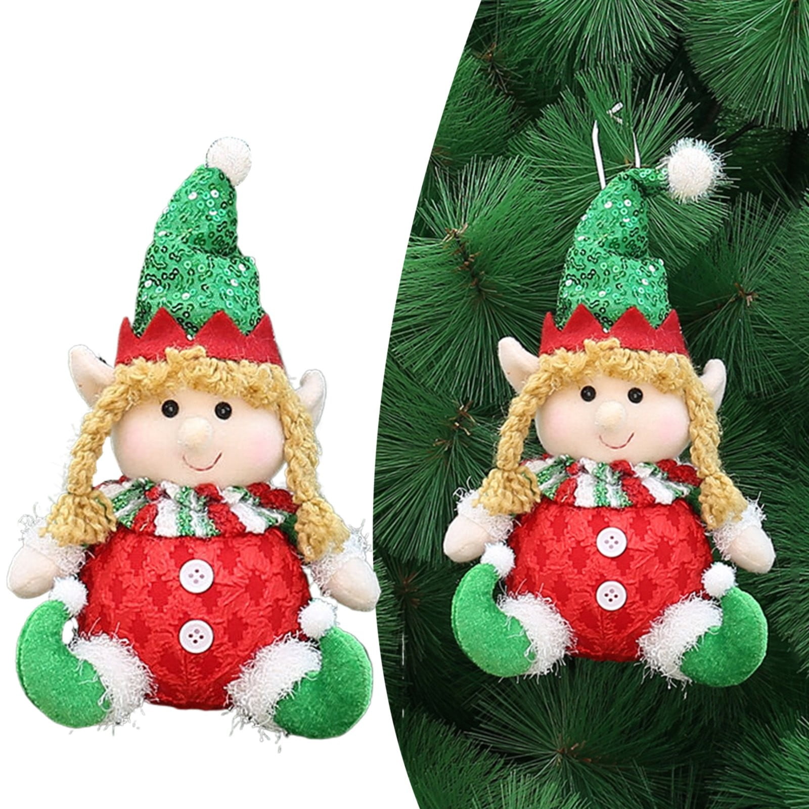 Elf Christmas Tree Topper Green Cute Plush Elf Xmas Decorations Unique ...