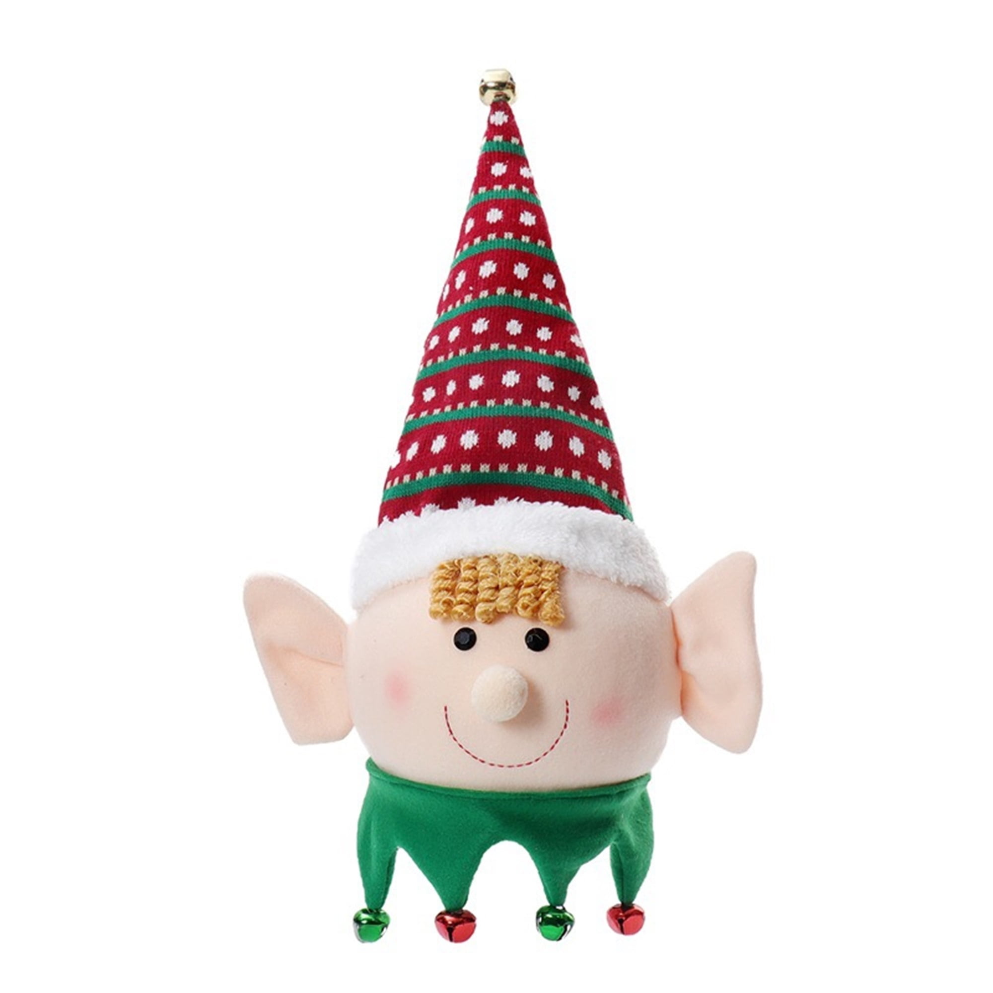 Gwiyeopda Elf Christmas Tree Top Ornament Stuffed Plush Elf Head Jingle ...