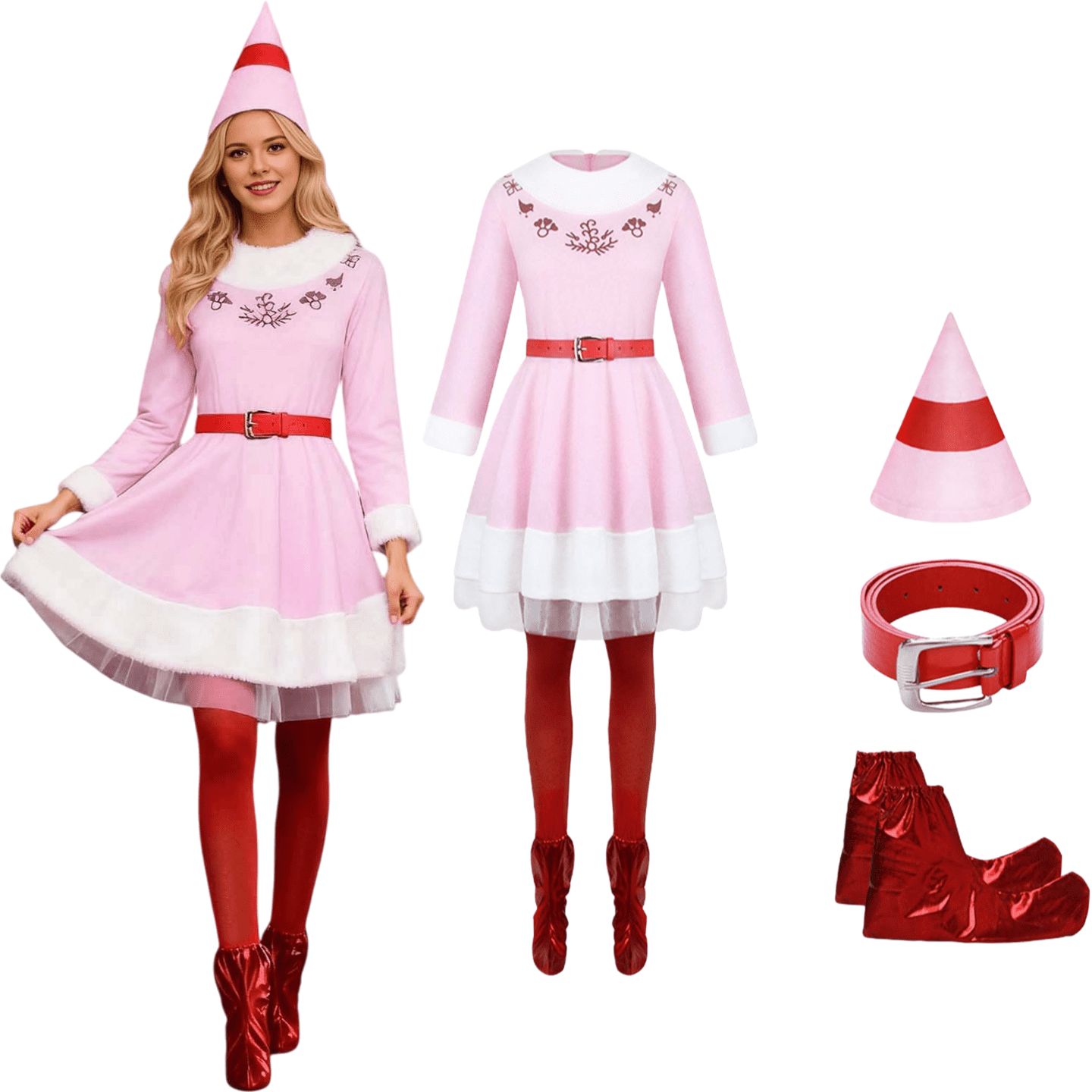 Elf Cost-ume for Women Christmas Elves Outfit with Hat & Accessories ...