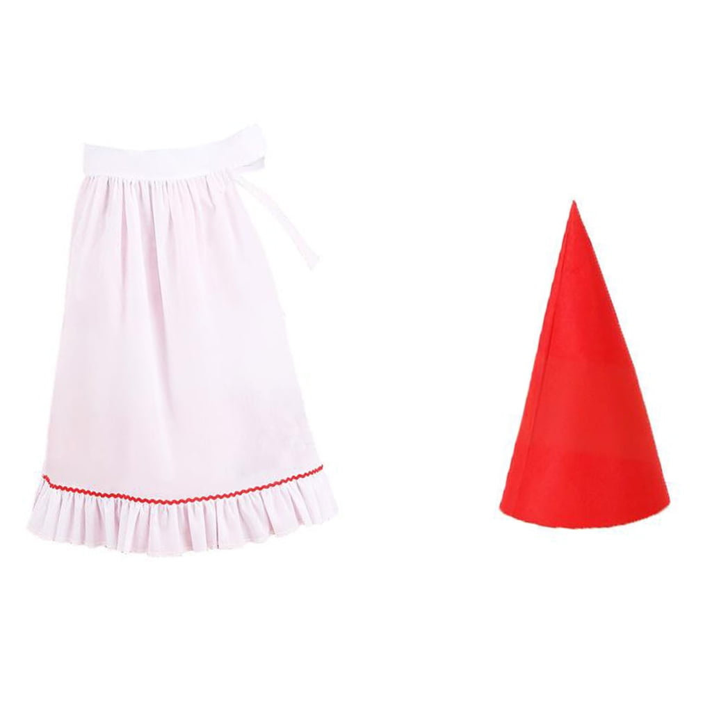 Elf Costume Felts Dwarf Hats Ruffle Half Apron Garden Gnomes Costume ...