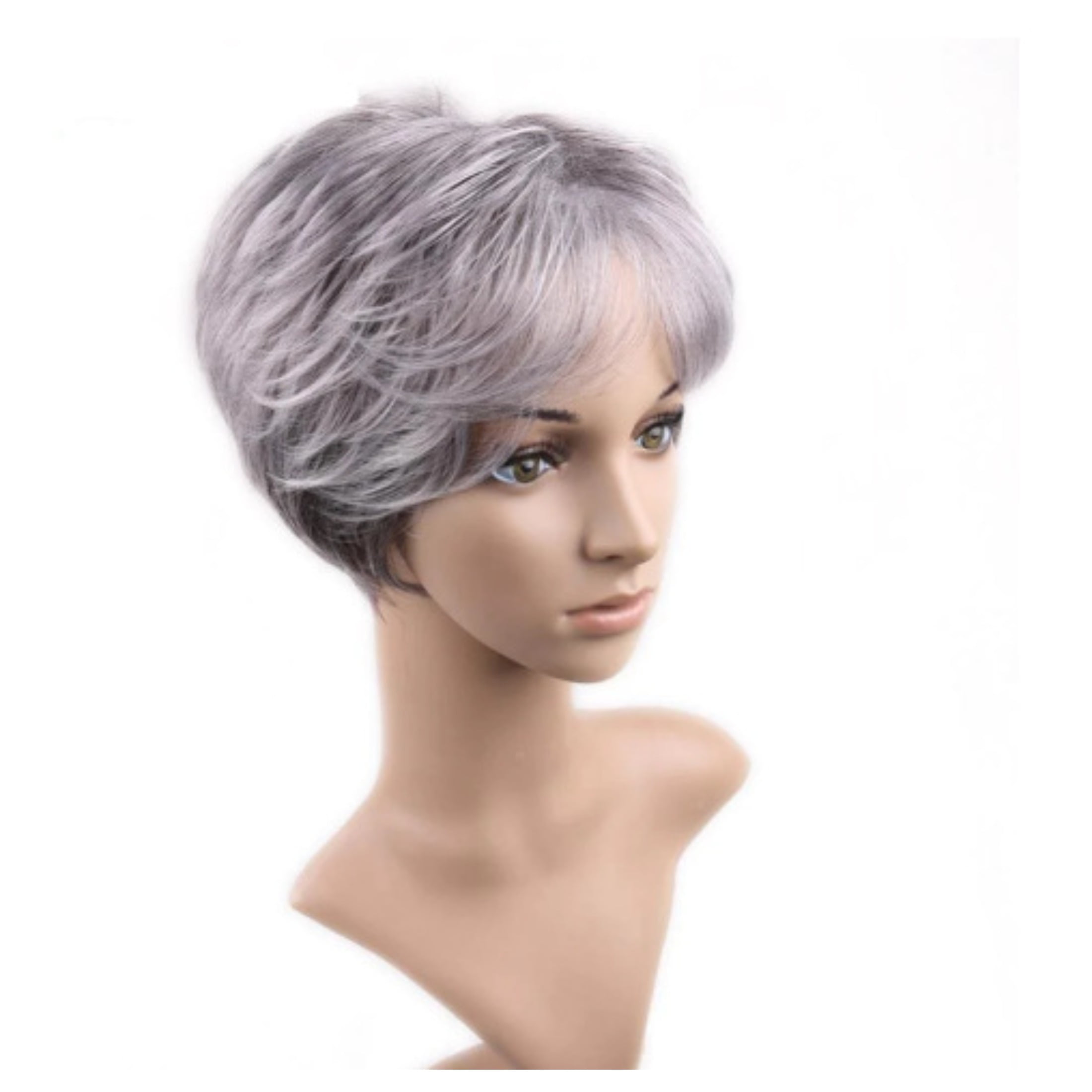 Elf Cut Wig Short Hair Wig with Bangs Mixed Color Highlights Fluffy ...
