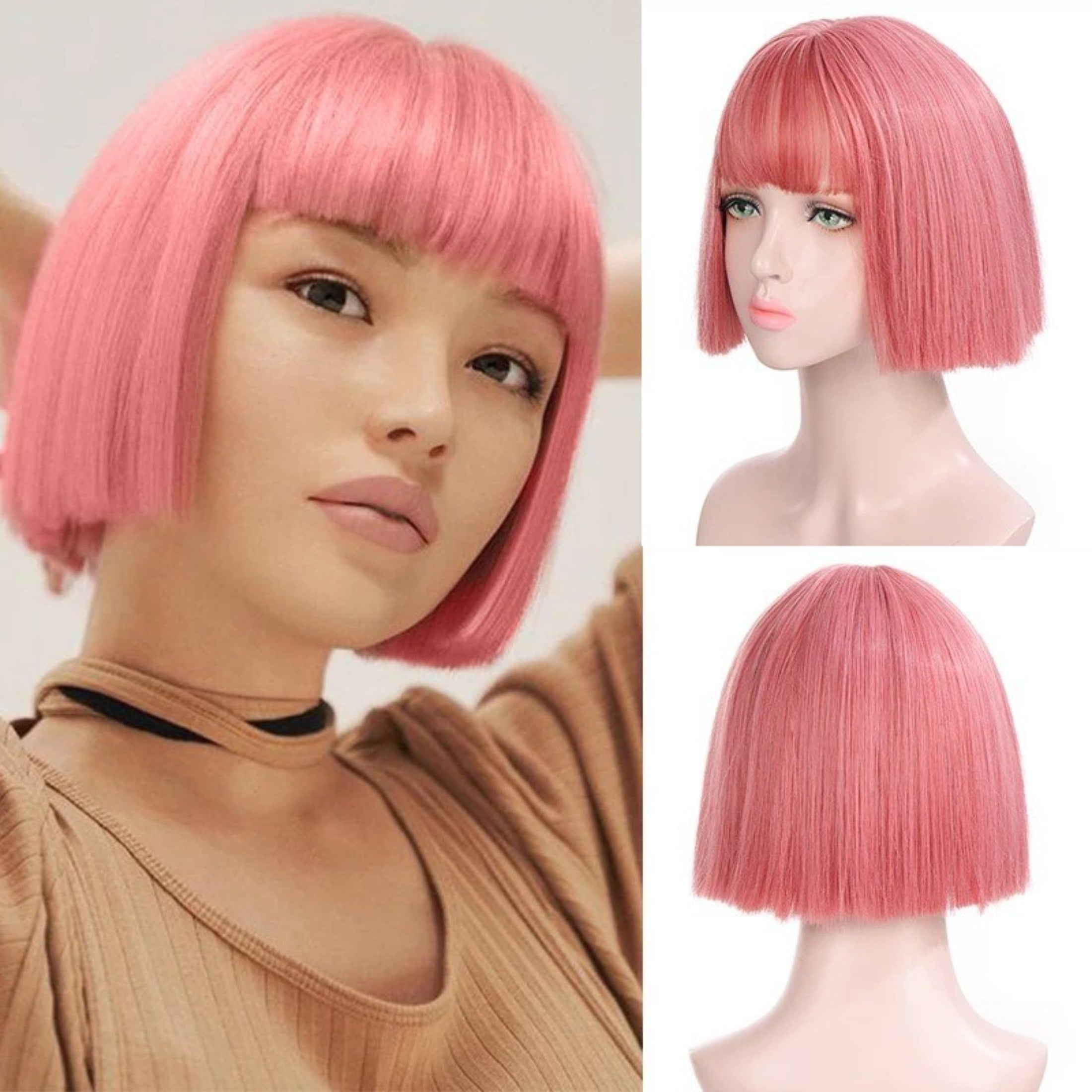 Elf Cut Wig Short Hair Wig with Bangs Mixed Color Highlights Fluffy ...