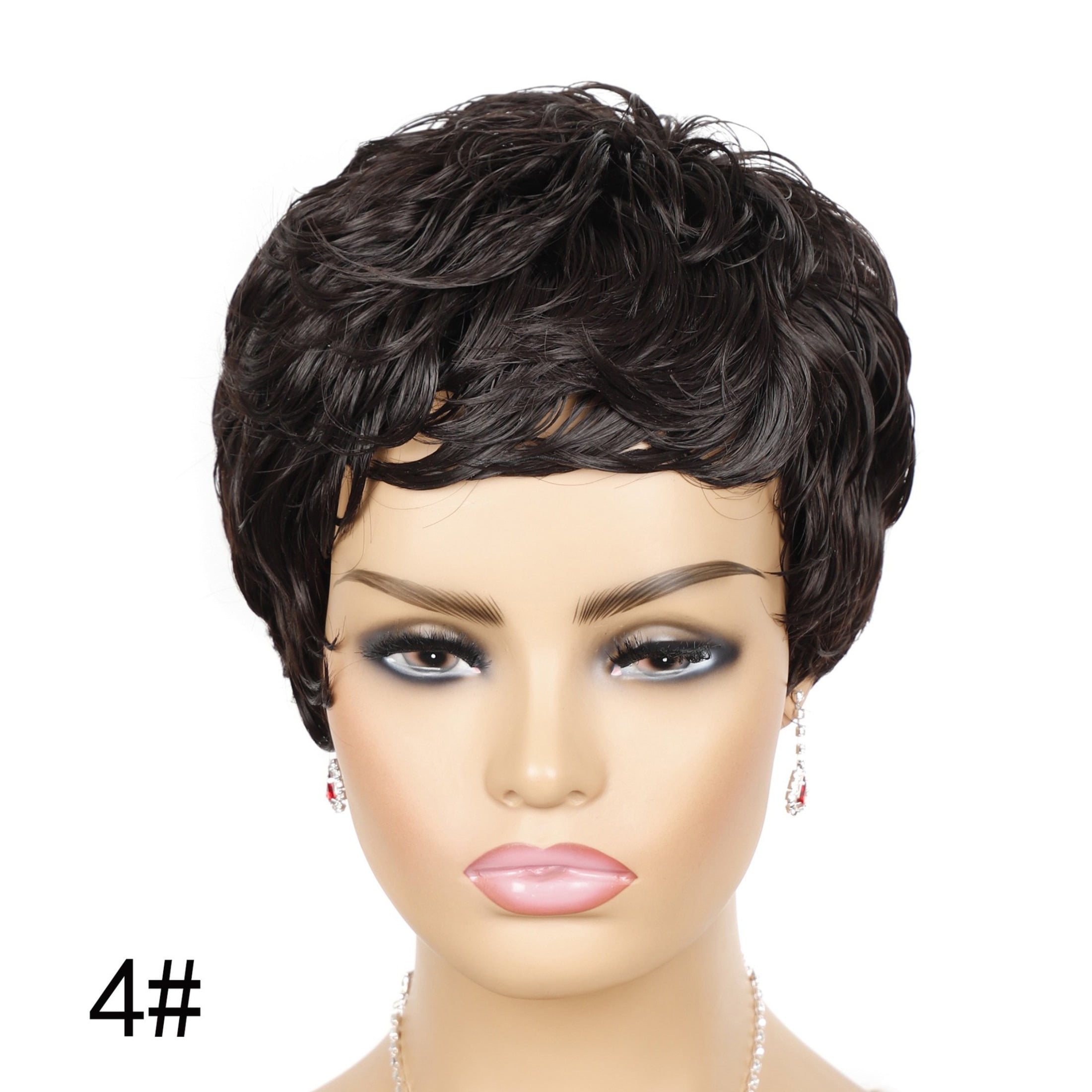 Elf Cut Wig Short Hair Wig with Bangs Mixed Color Highlights Fluffy ...