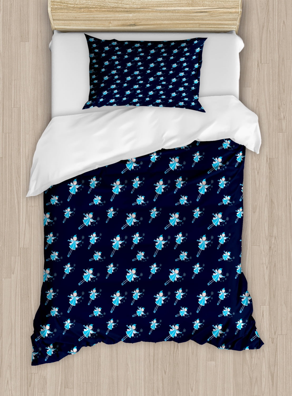 Elf Duvet Cover Set Twin Size, Flying Fairytale Elves with Wands ...