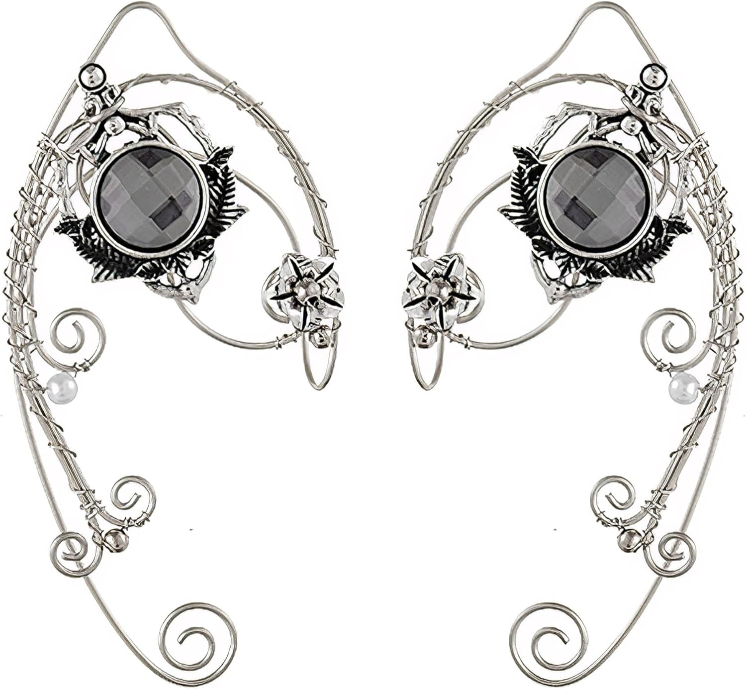 Elf Ear Cuffs, Handmade Fairy Earrings with Colorful Rhinestone Metal ...