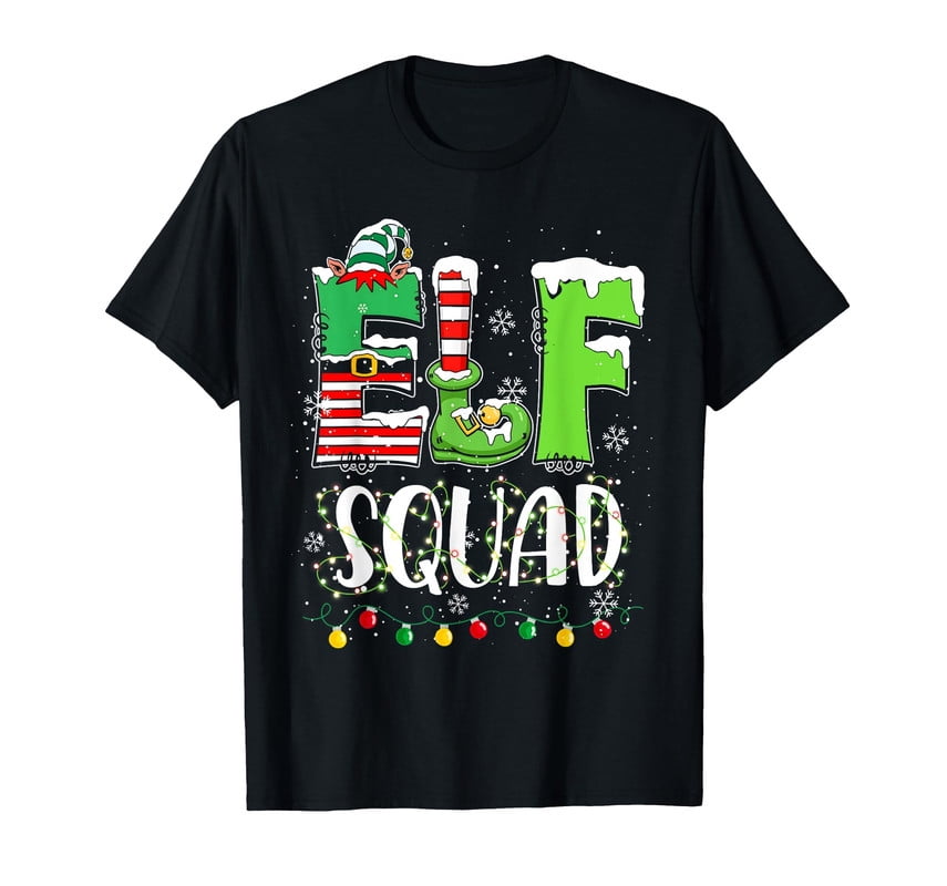 Elf Family Christmas Matching Pajamas Funny Xmas Elf Squad T-Shirt ...